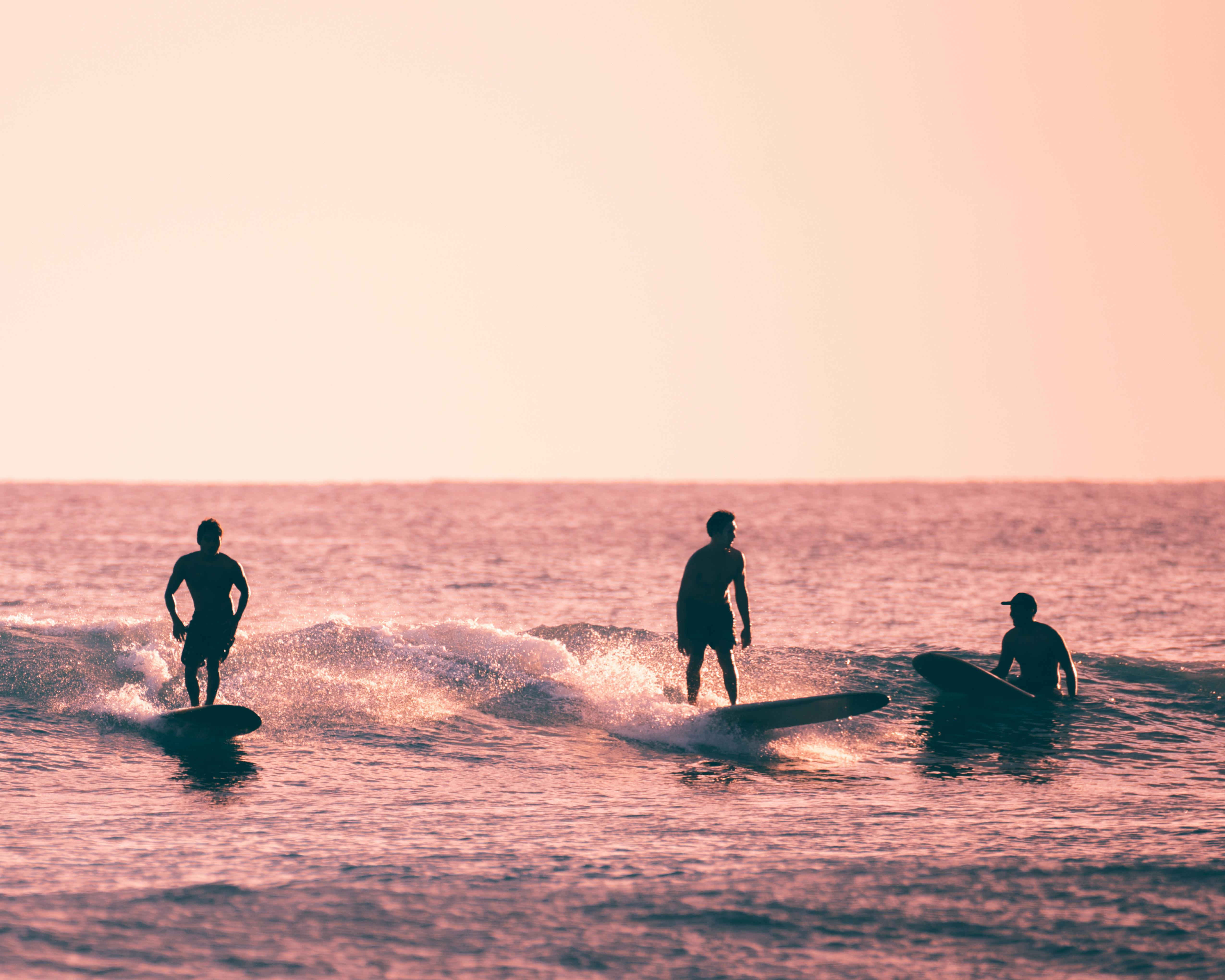 Silhouette of 2 People Surfing on Sea · Free Stock Photo