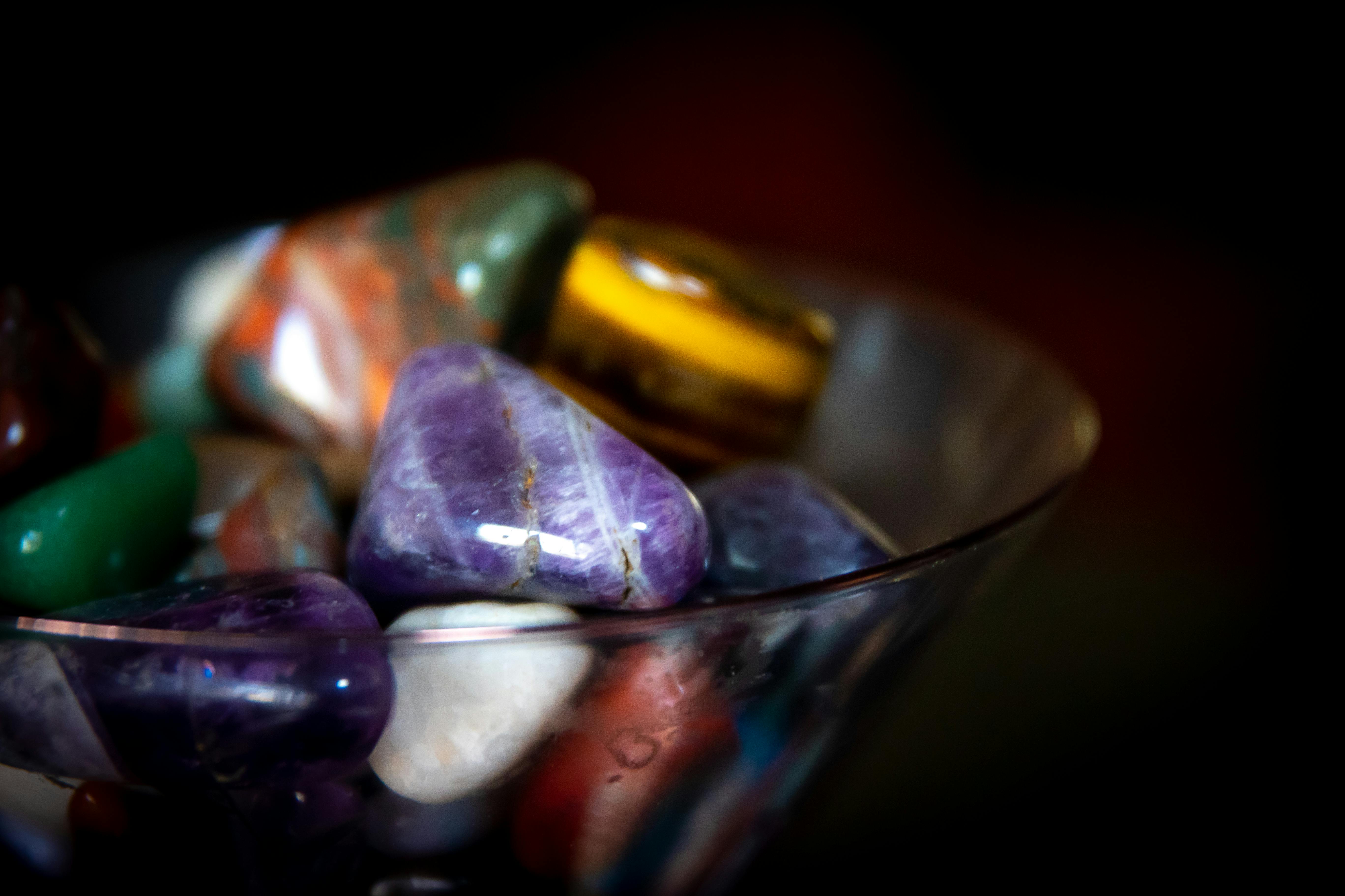 Assorted Color of Pebbles in Clear Glass Bowl · Free Stock Photo