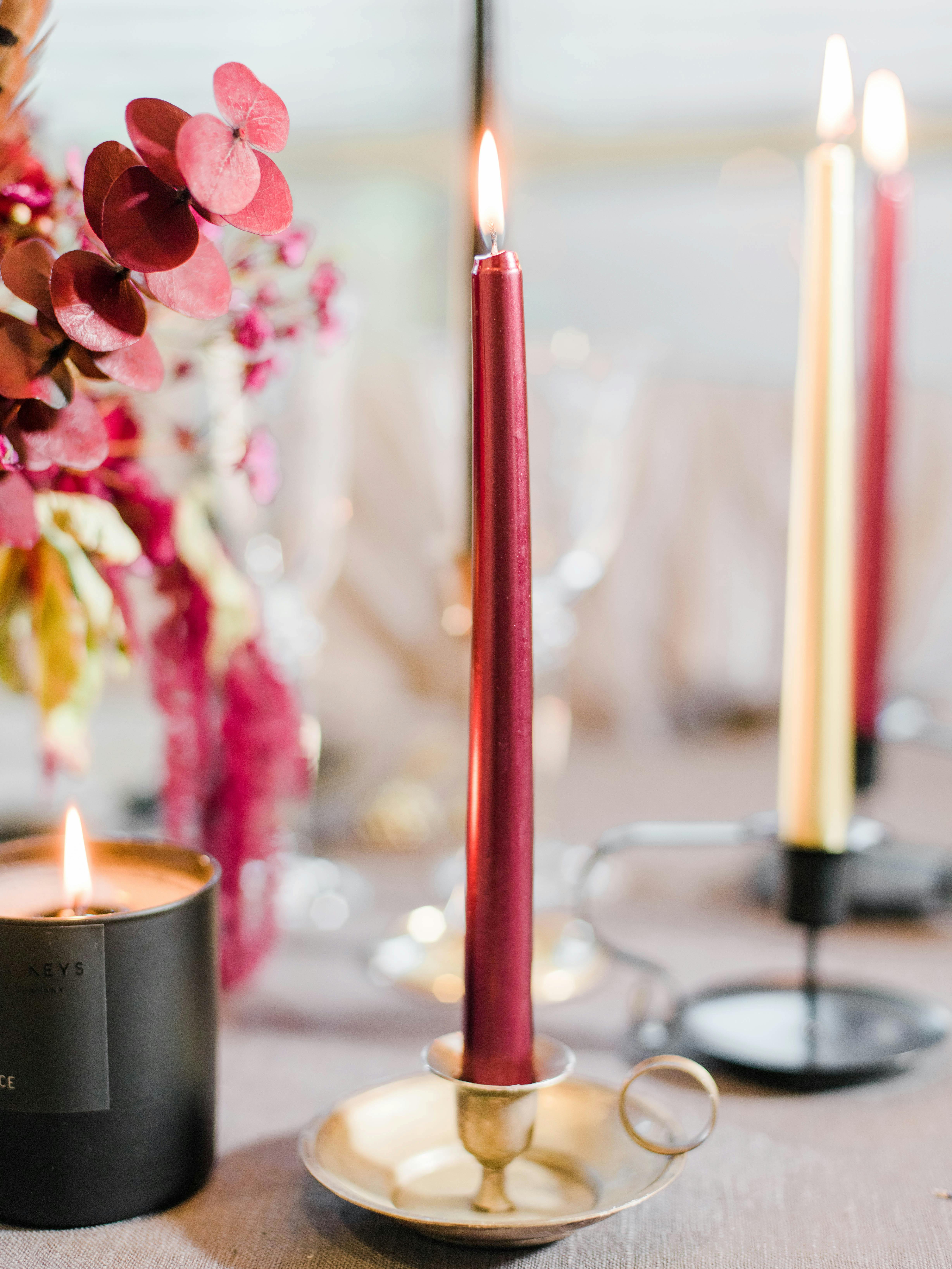 Red Candle on Silver Holder · Free Stock Photo