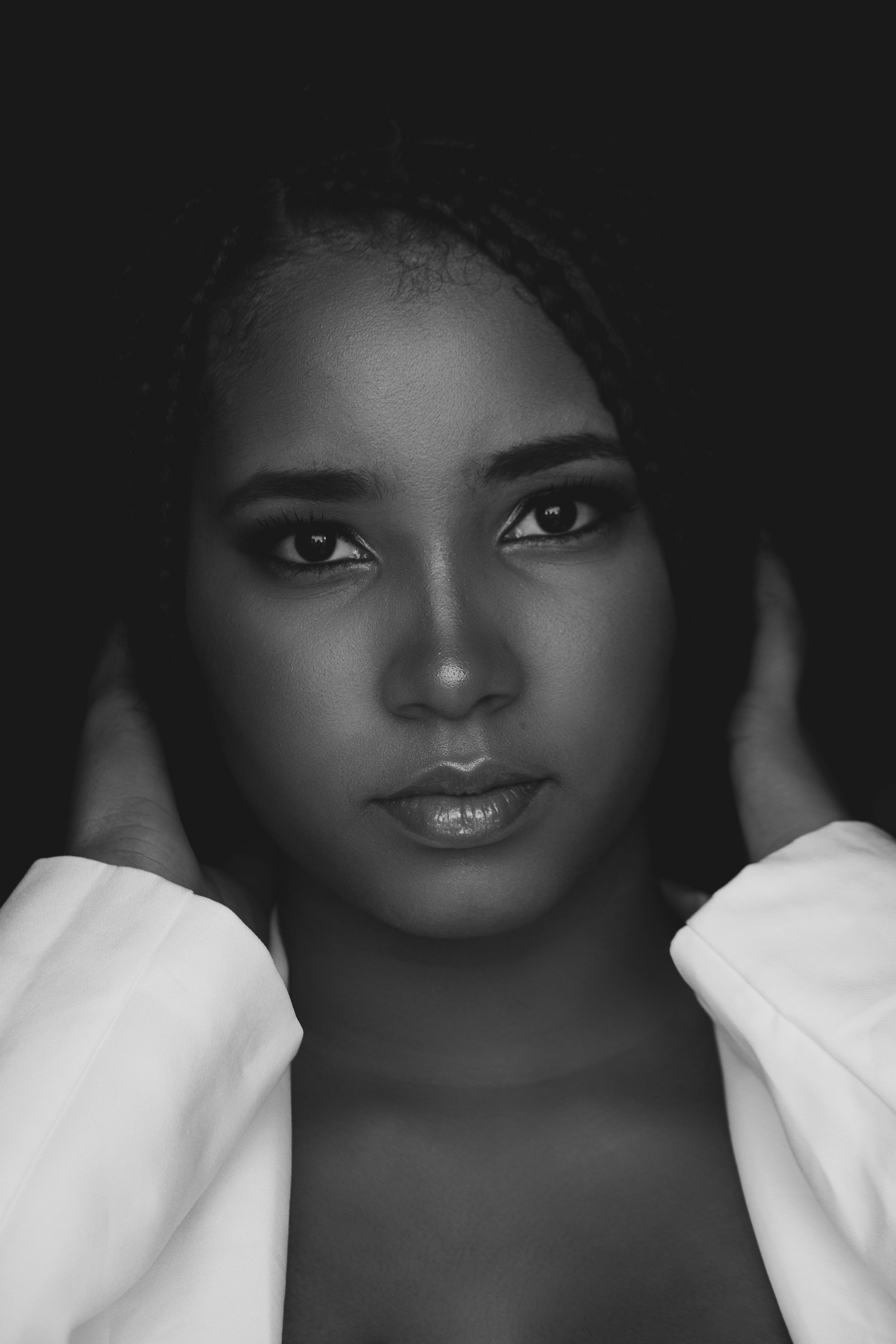 Grayscale Photo of Braided Hair Woman · Free Stock Photo