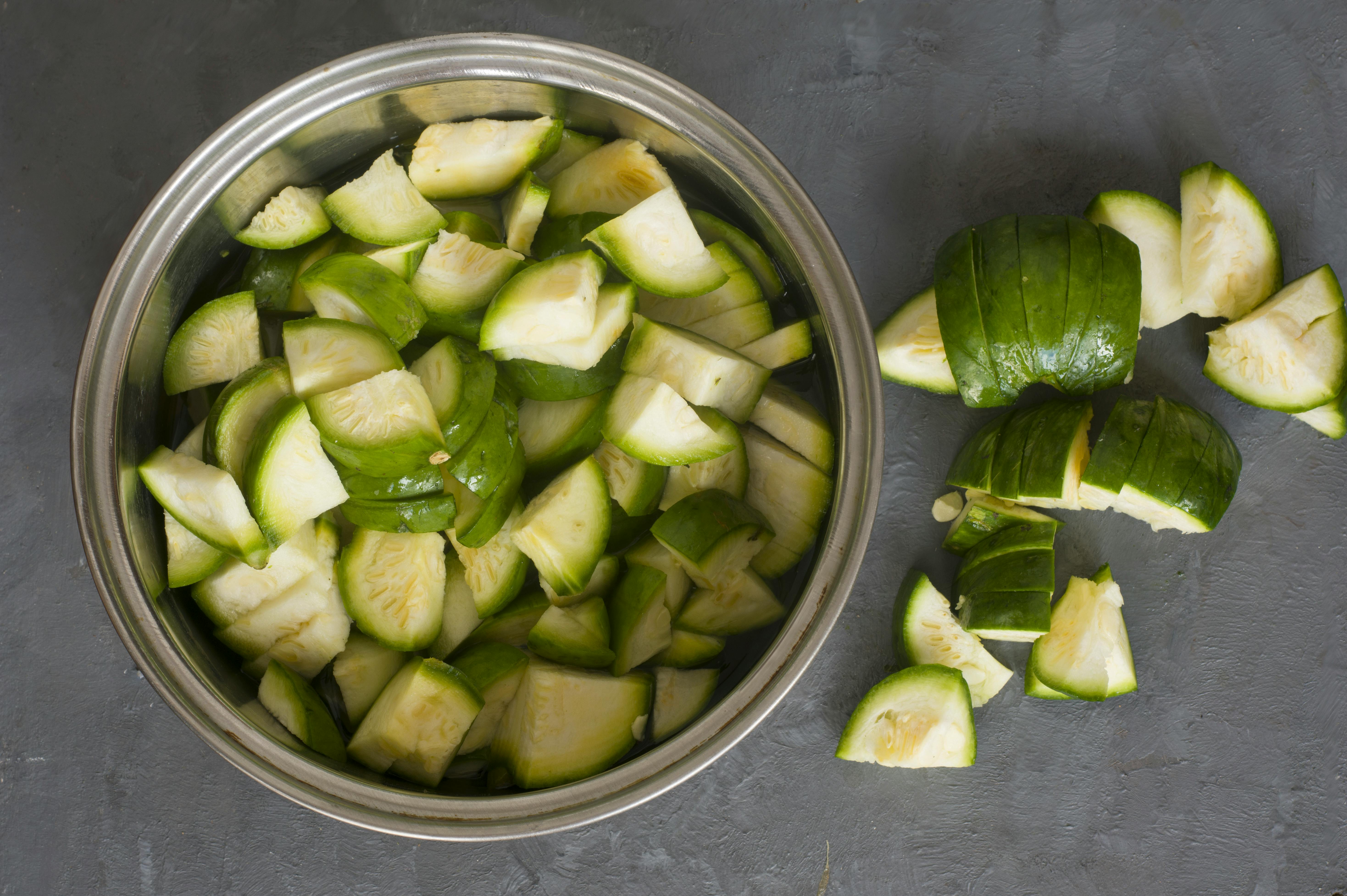 Sliced Green Vegetable in Stainless Steel Bowl · Free Stock Photo