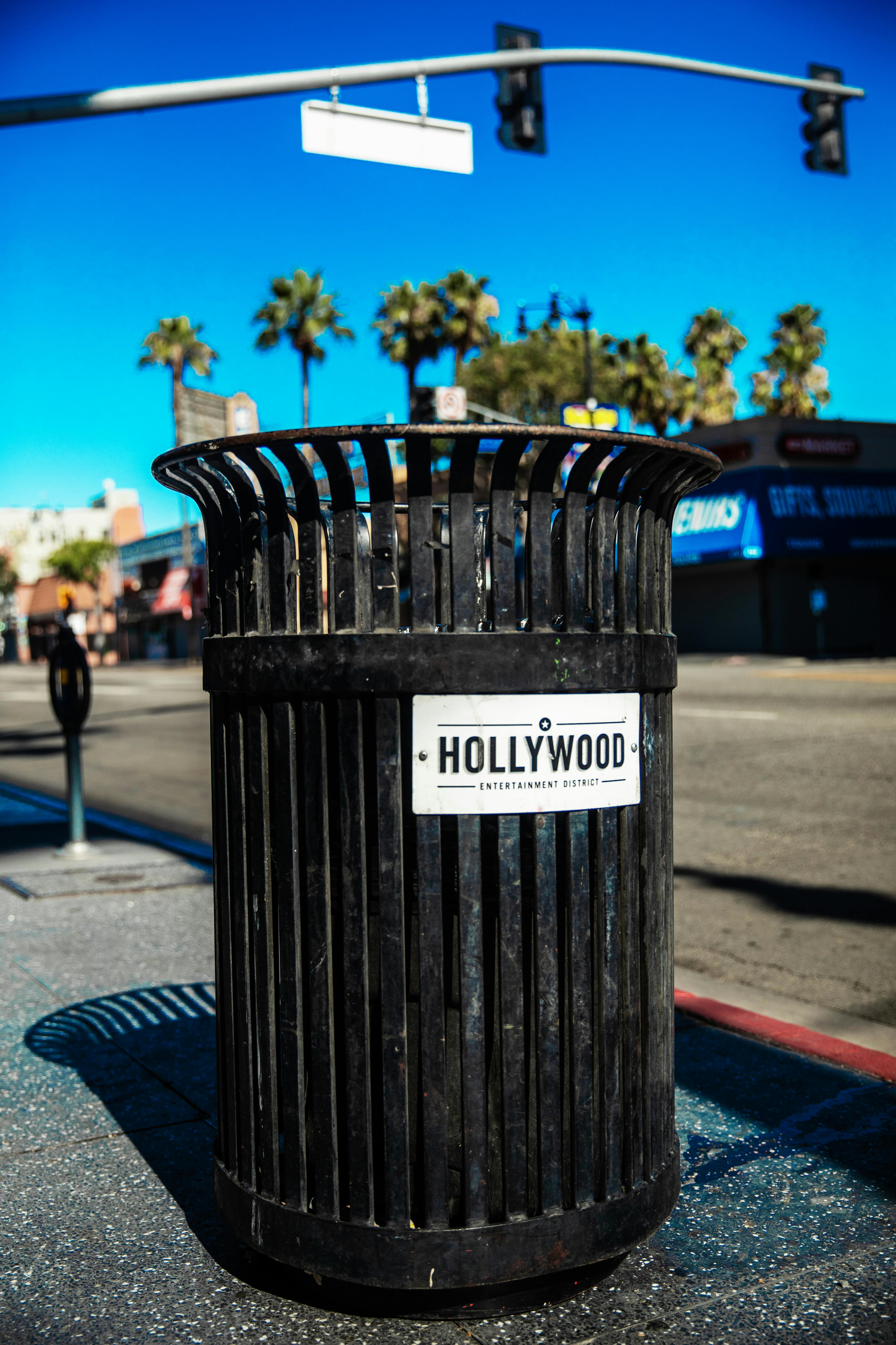 A Close-Up Shot of a Black Trash Can · Free Stock Photo