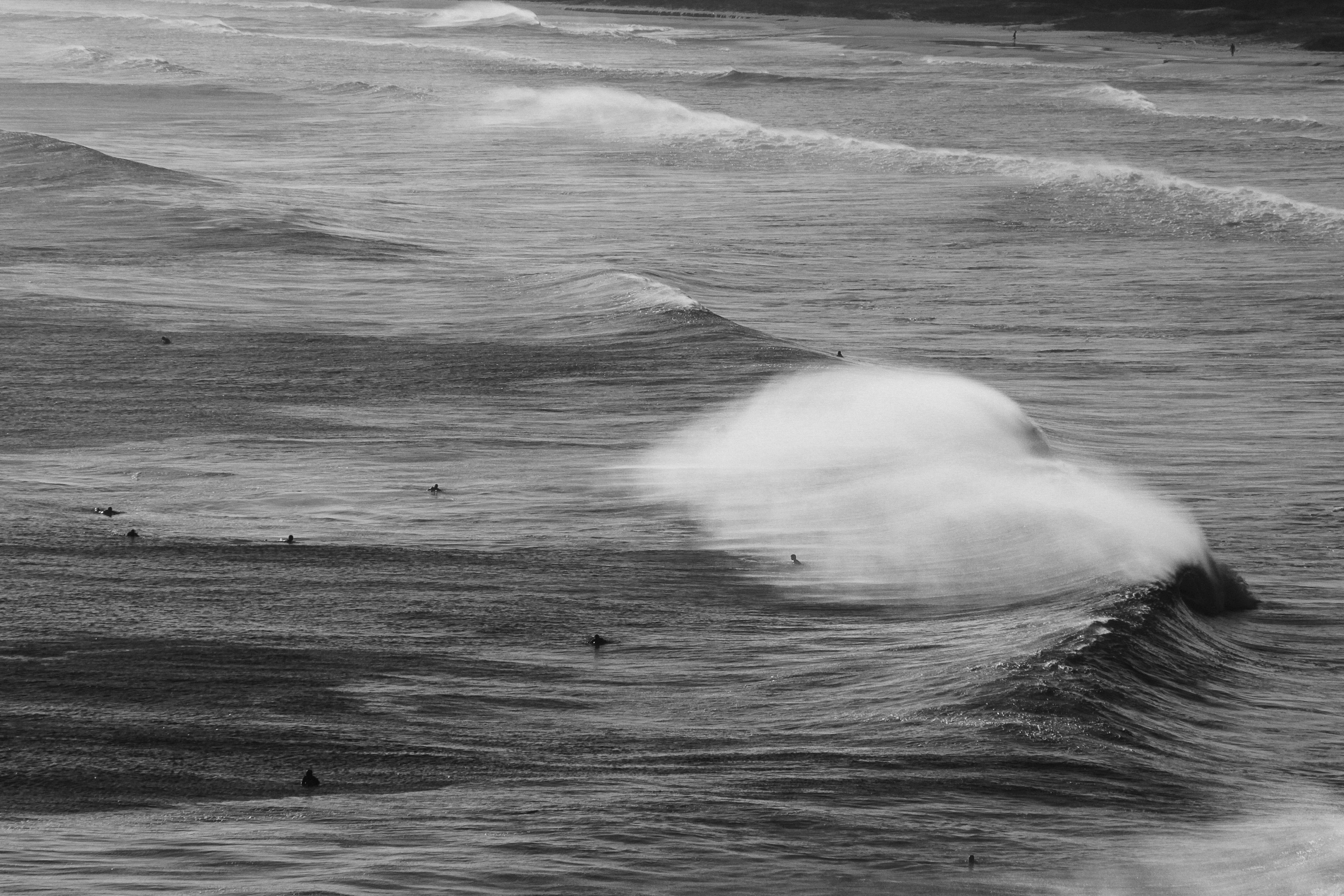 Grayscale Photo of an Ocean Wave · Free Stock Photo