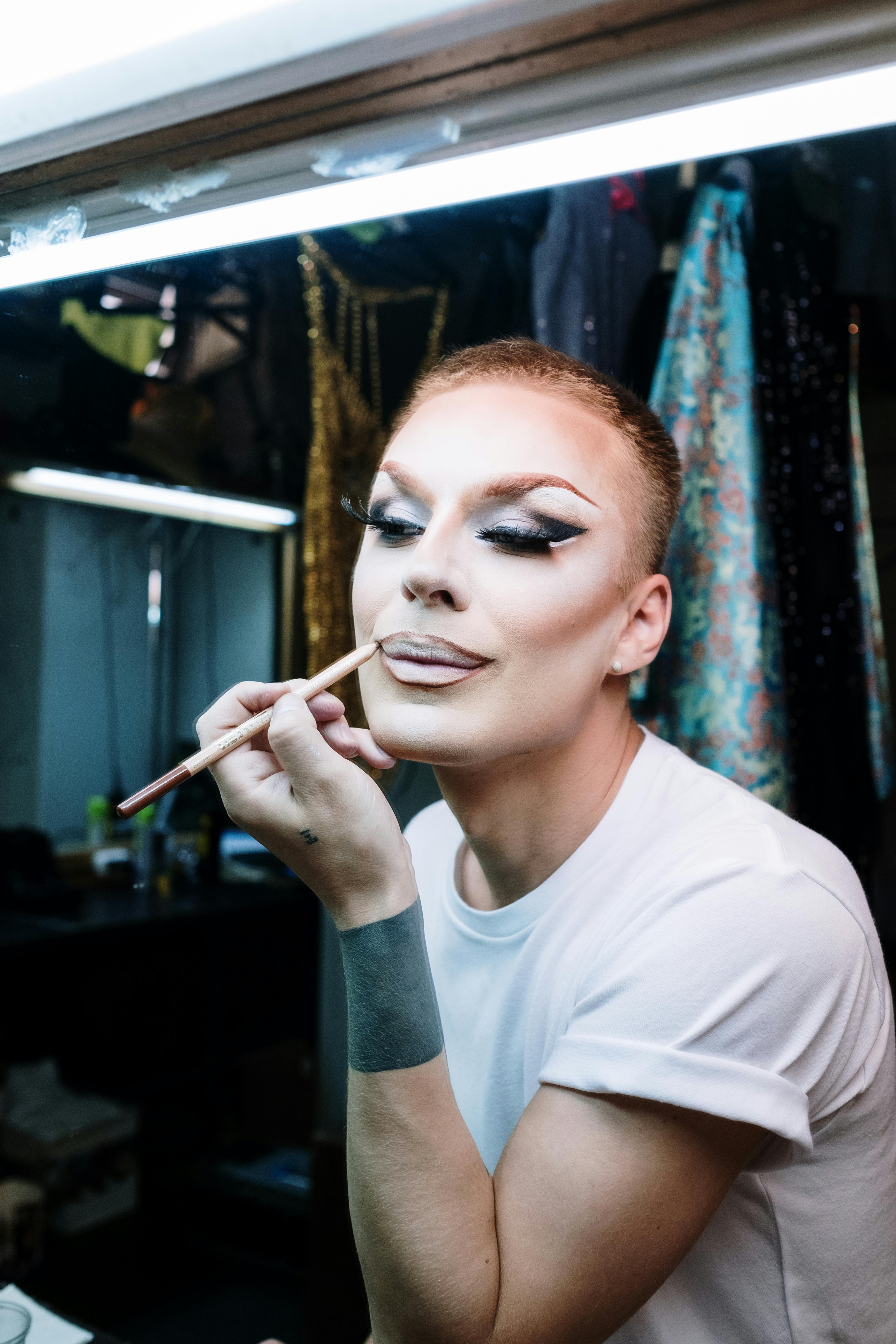 Drag Queen Applying Makeup · Free Stock Photo