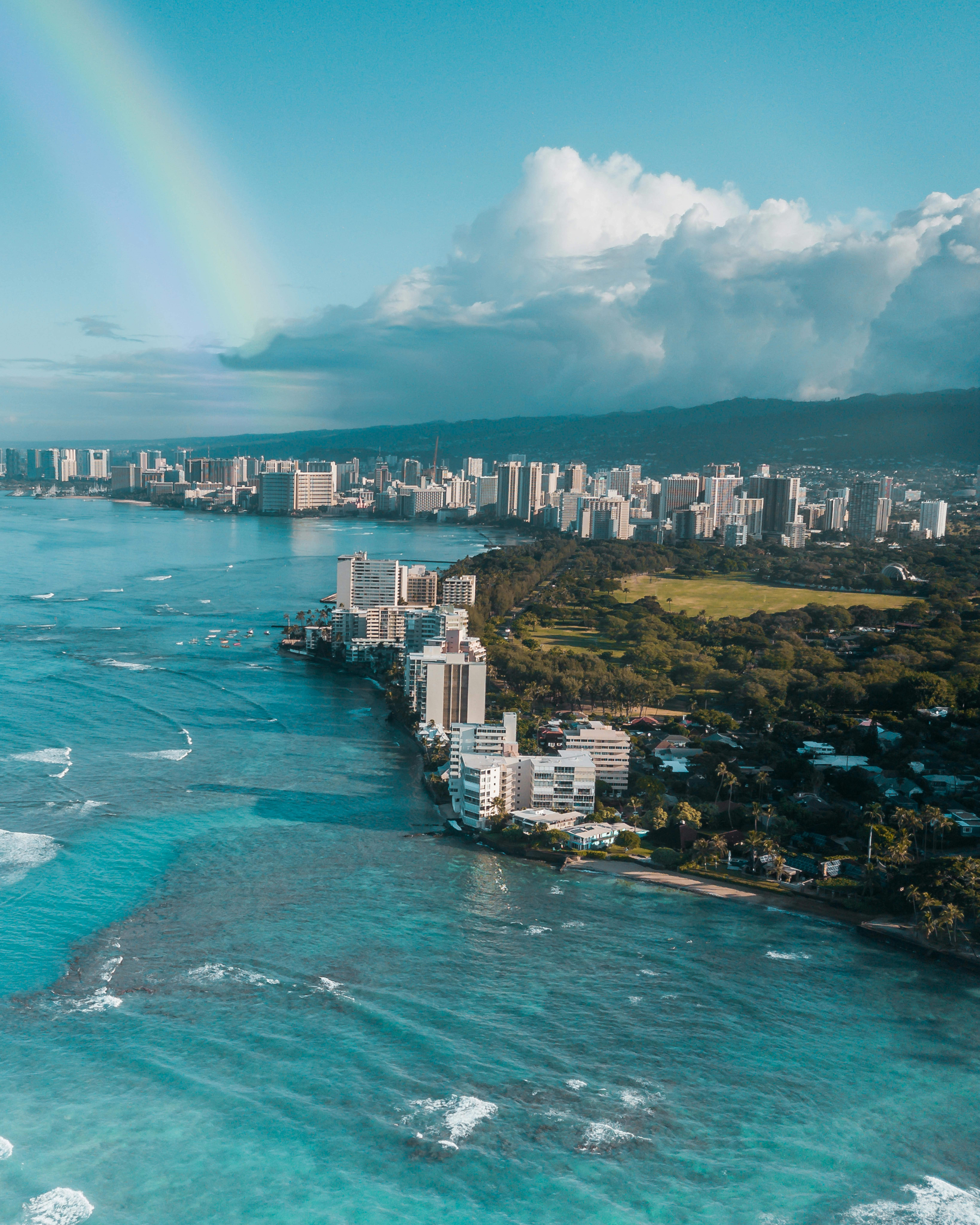 Aerial Photography of City Buildings Near the Sea · Free Stock Photo
