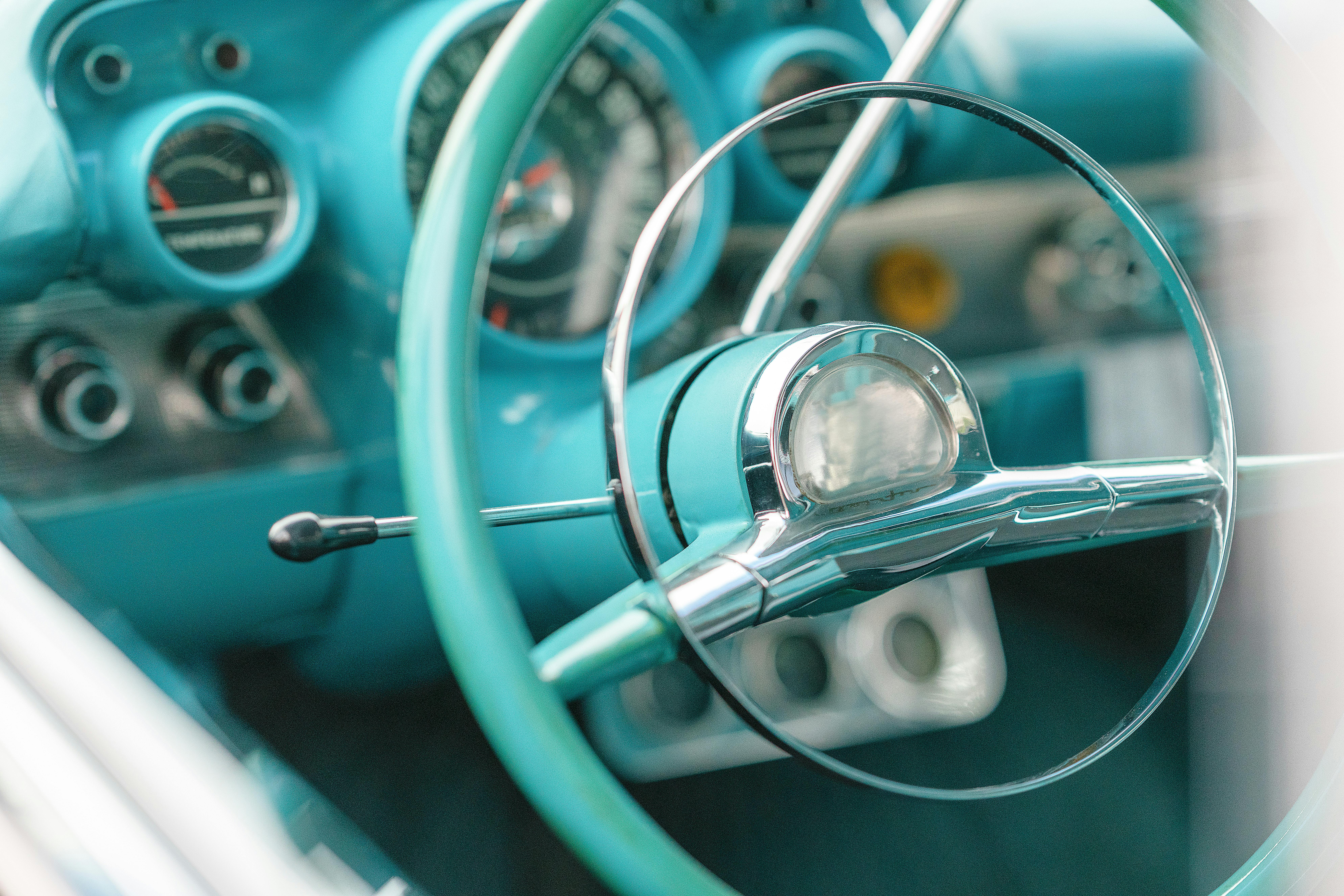 A Turquoise Steering Wheel · Free Stock Photo