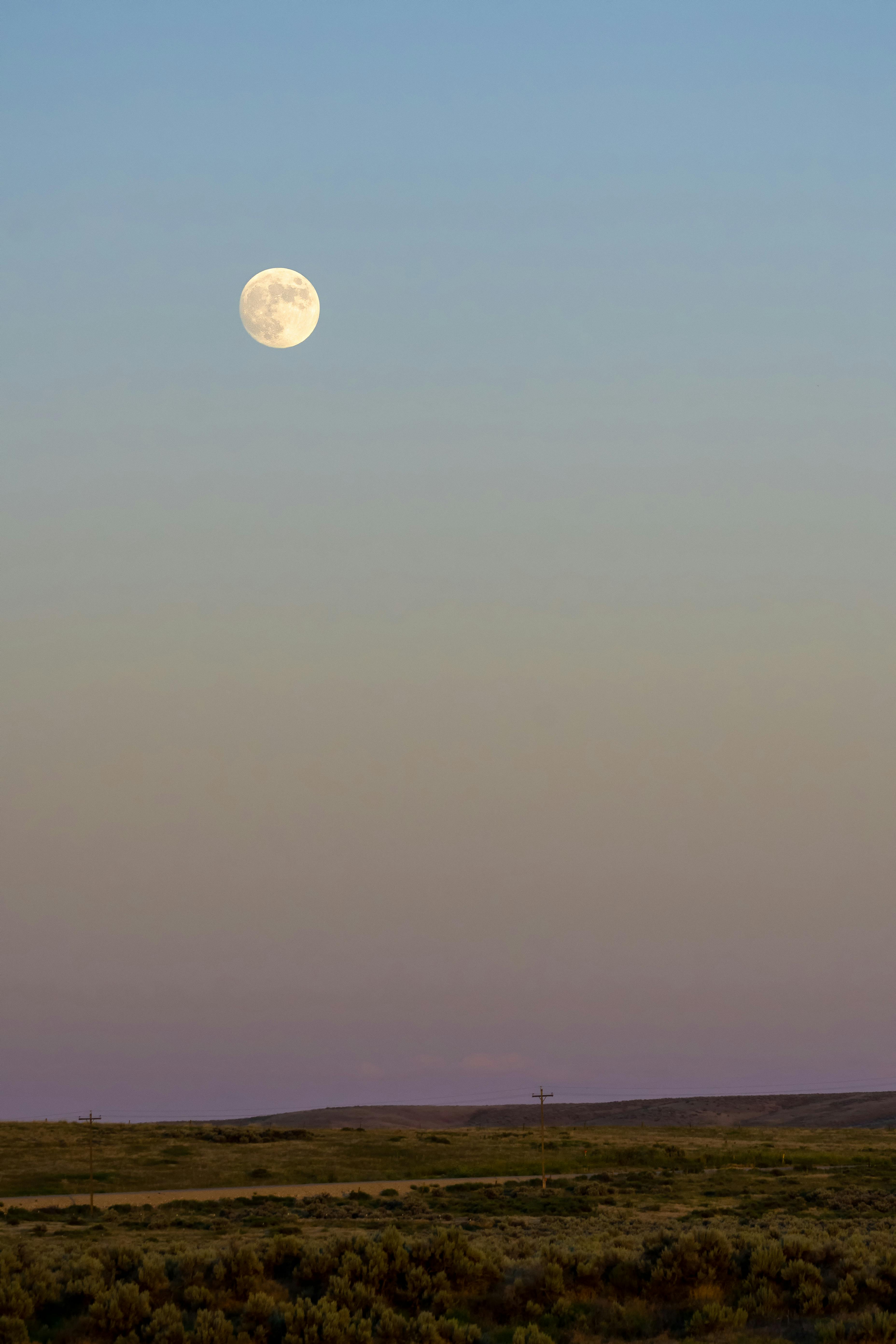 Beautiful big moon over green field · Free Stock Photo
