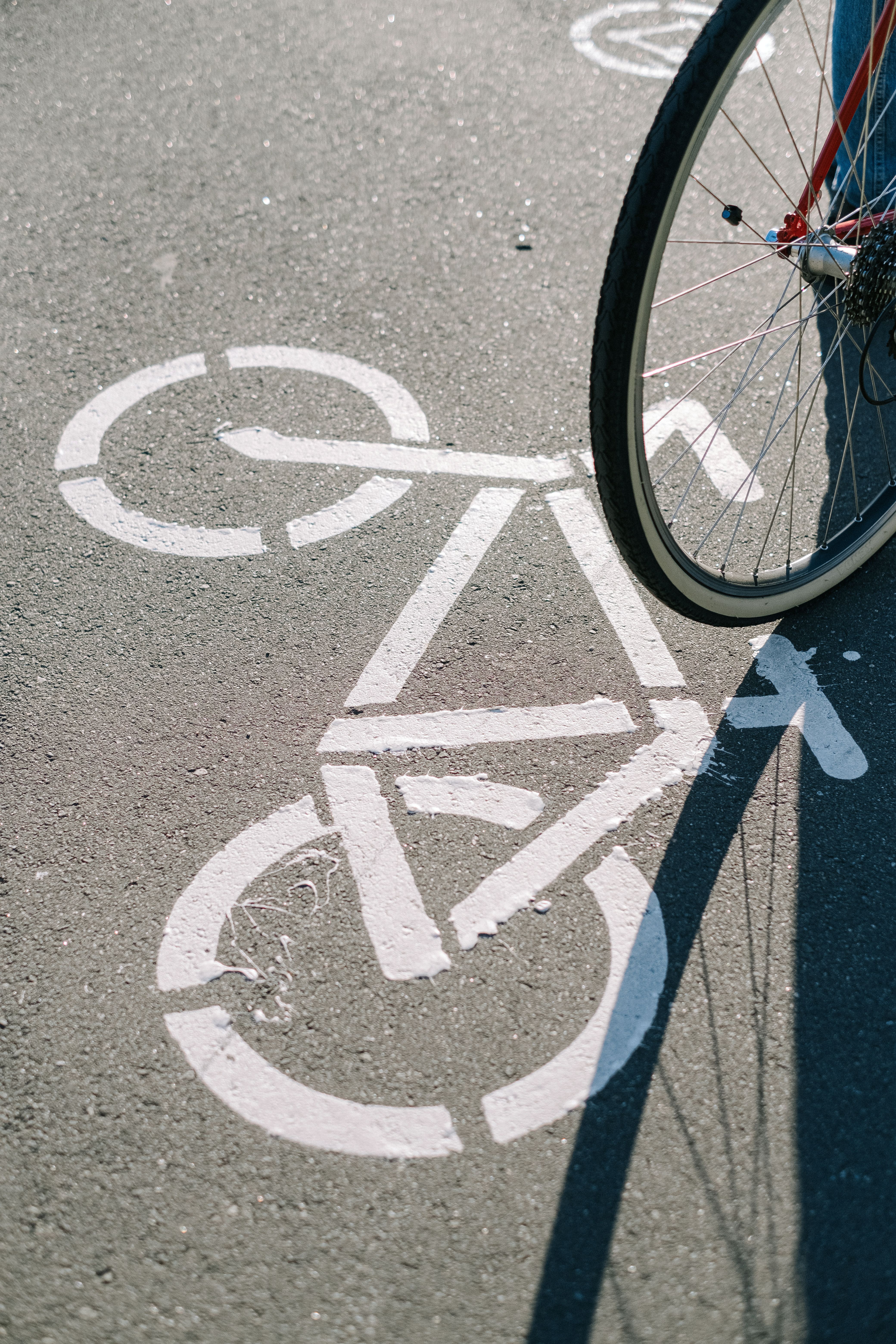 Bicycle Lane on Gray Concrete Road · Free Stock Photo