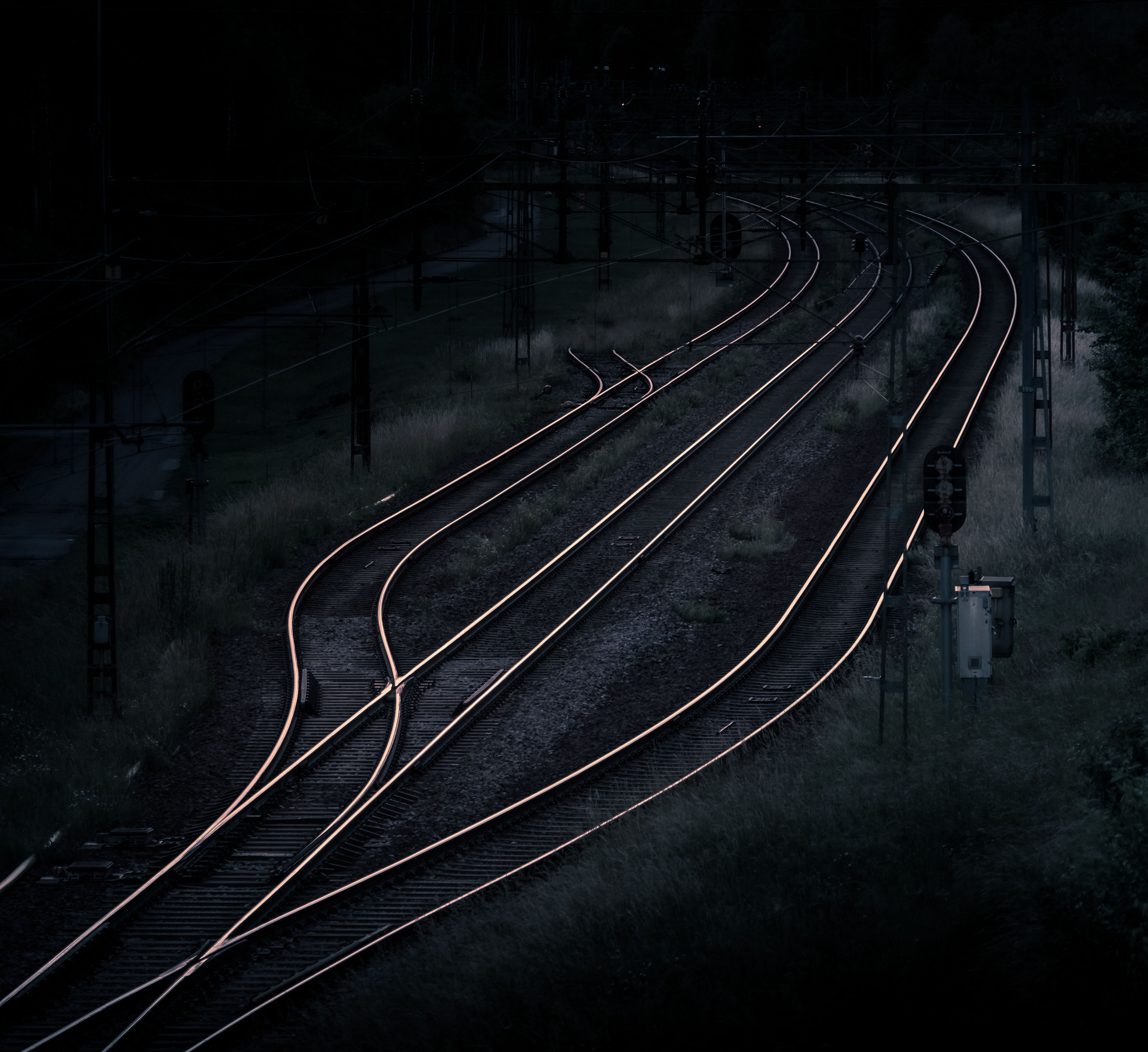 Railway Tracks at Night · Free Stock Photo
