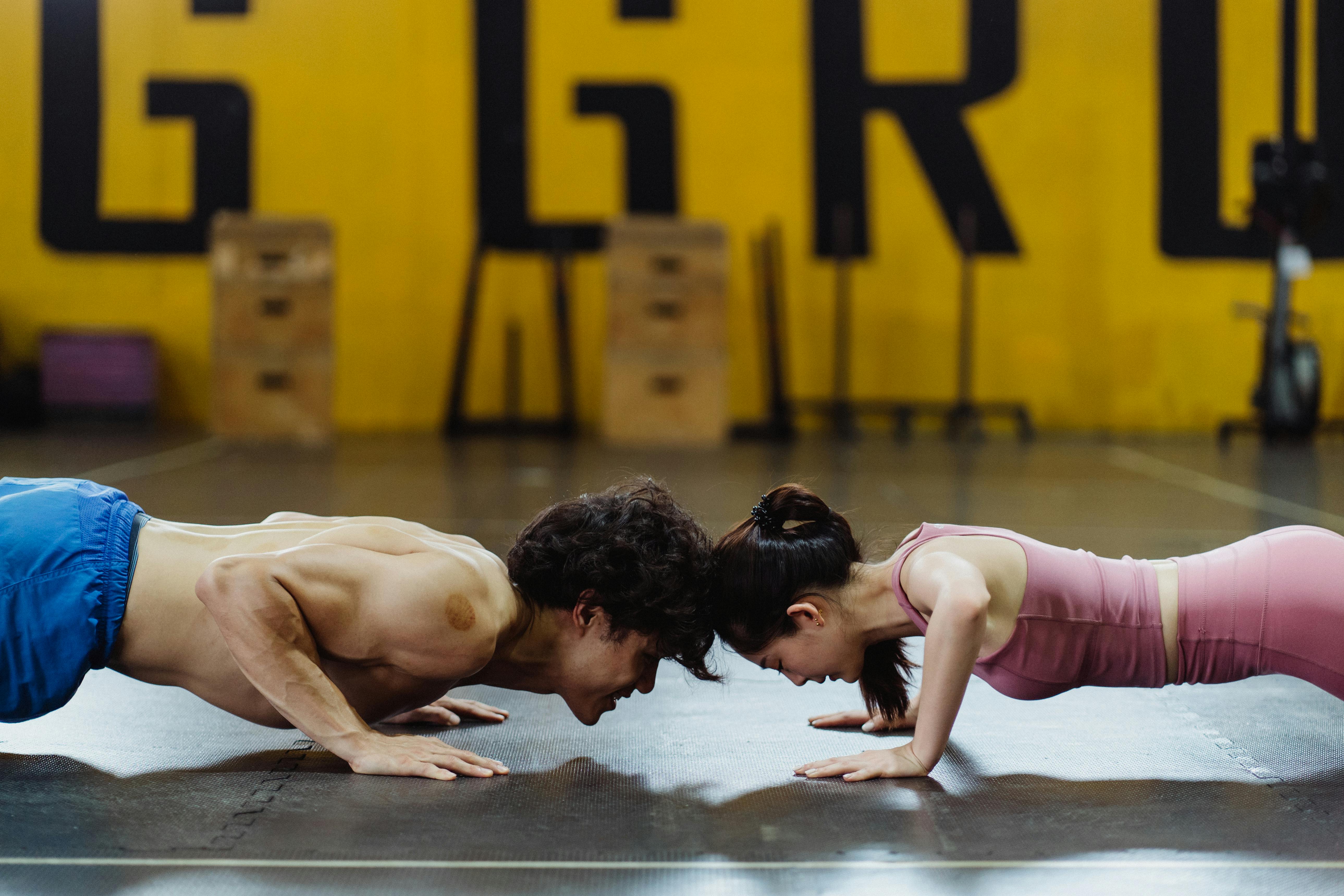 Man Push-up on White Floor · Free Stock Photo
