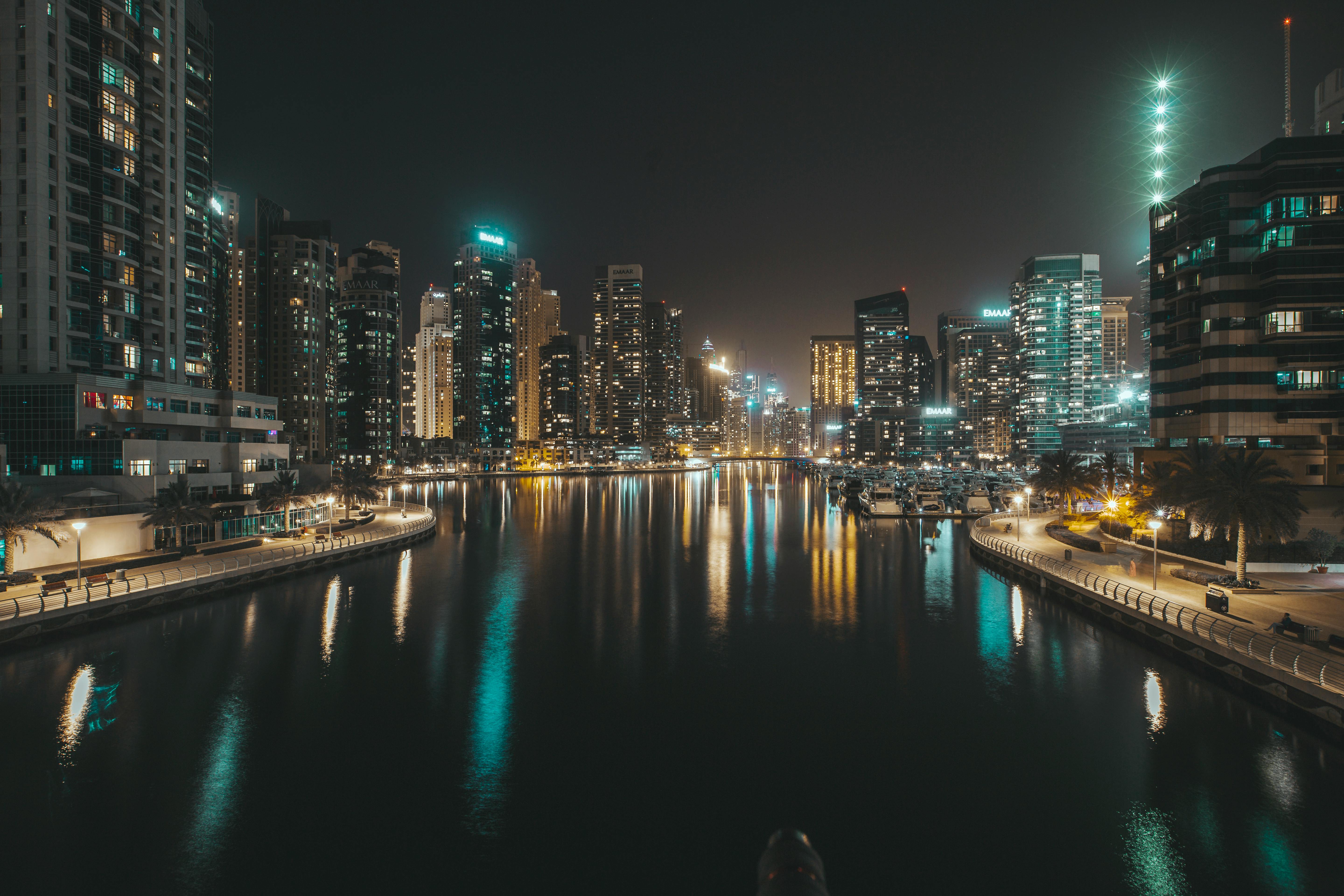 High Rise Buildings during Night Time Photo · Free Stock Photo