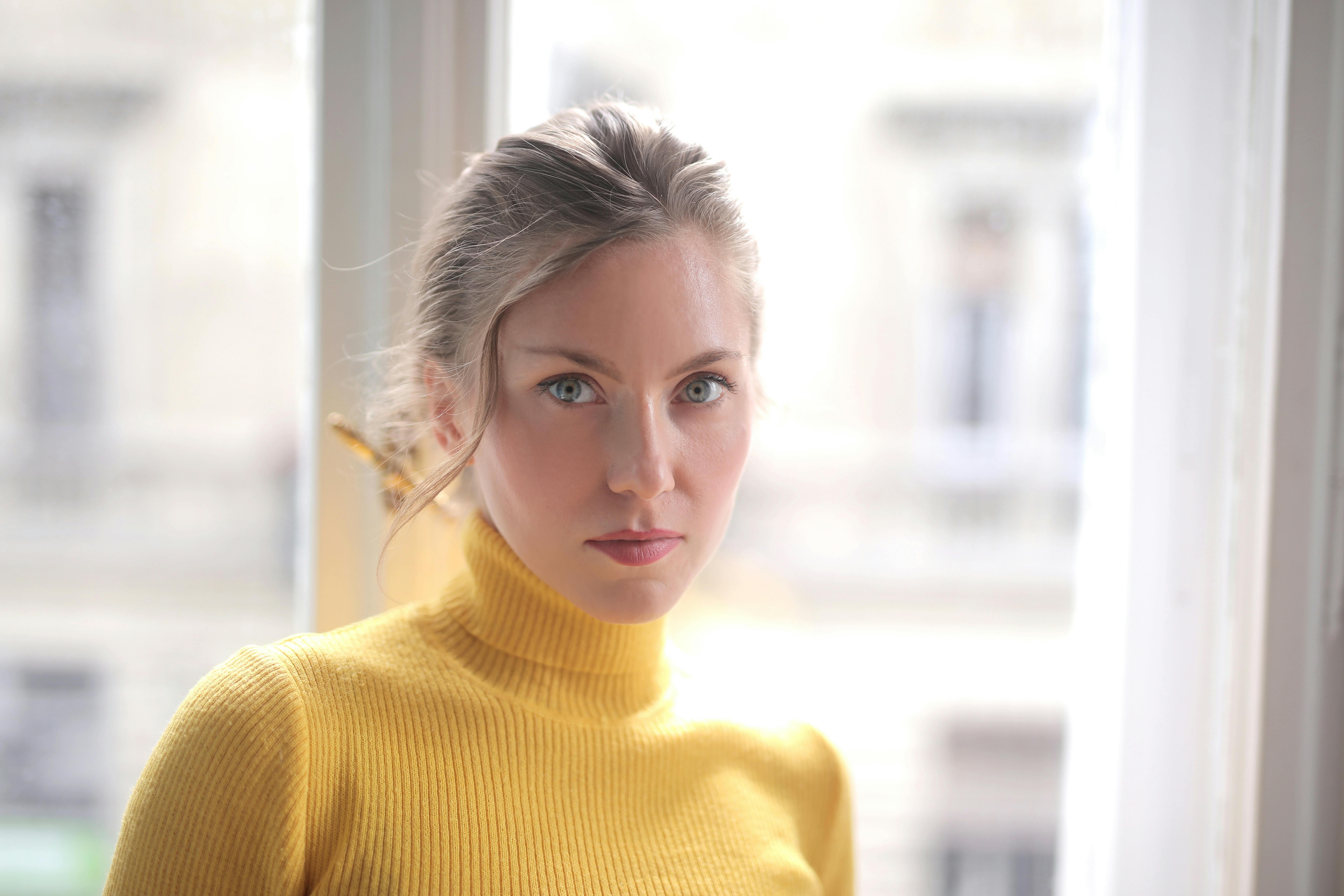 Woman in Yellow Turtleneck Sweater · Free Stock Photo