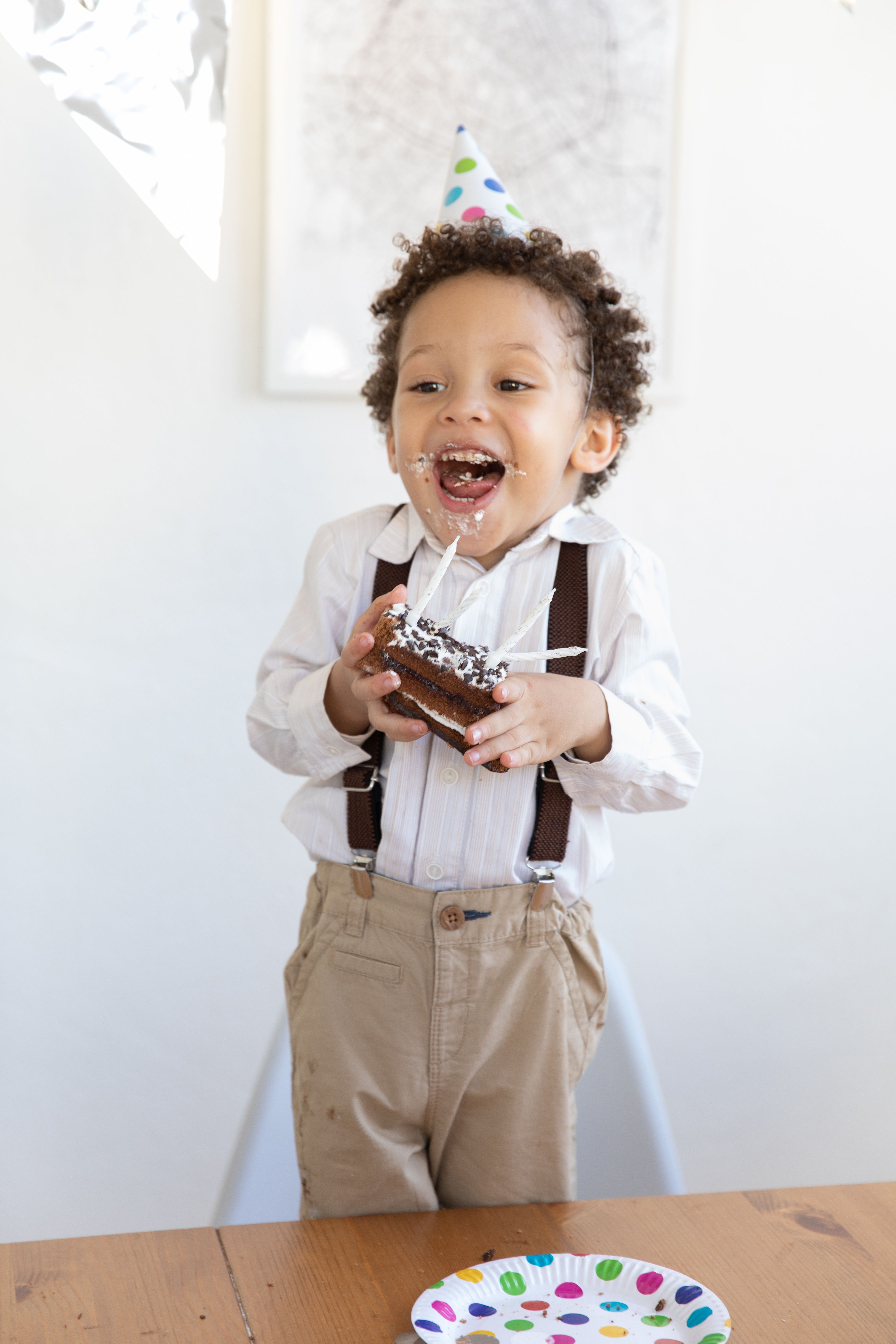 Boy Celebrating Birthday with Slice of Cake · Free Stock Photo