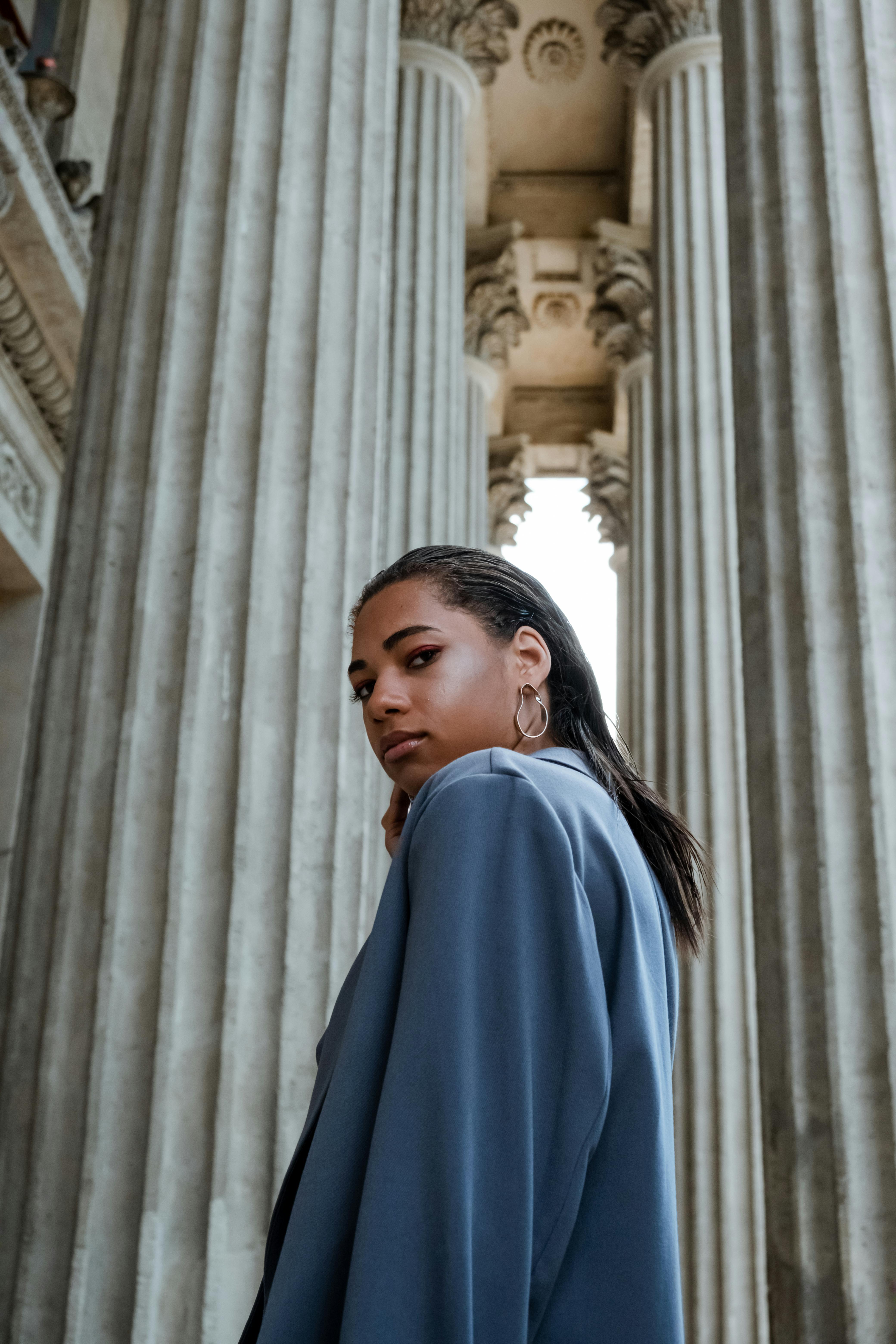 Woman in Blue Robe Wearing White Head Band · Free Stock Photo