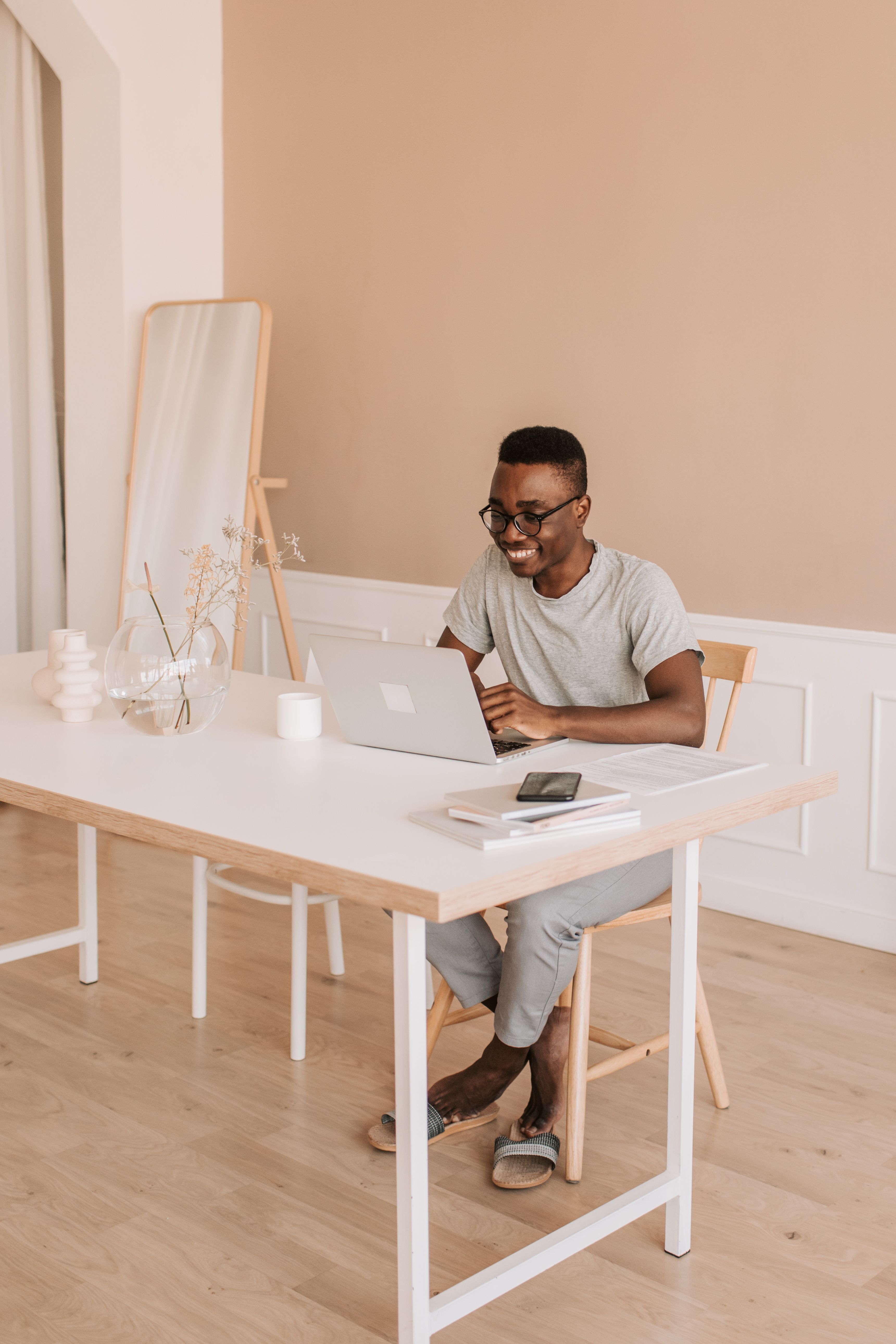 Smiling Man Working in Home Office · Free Stock Photo