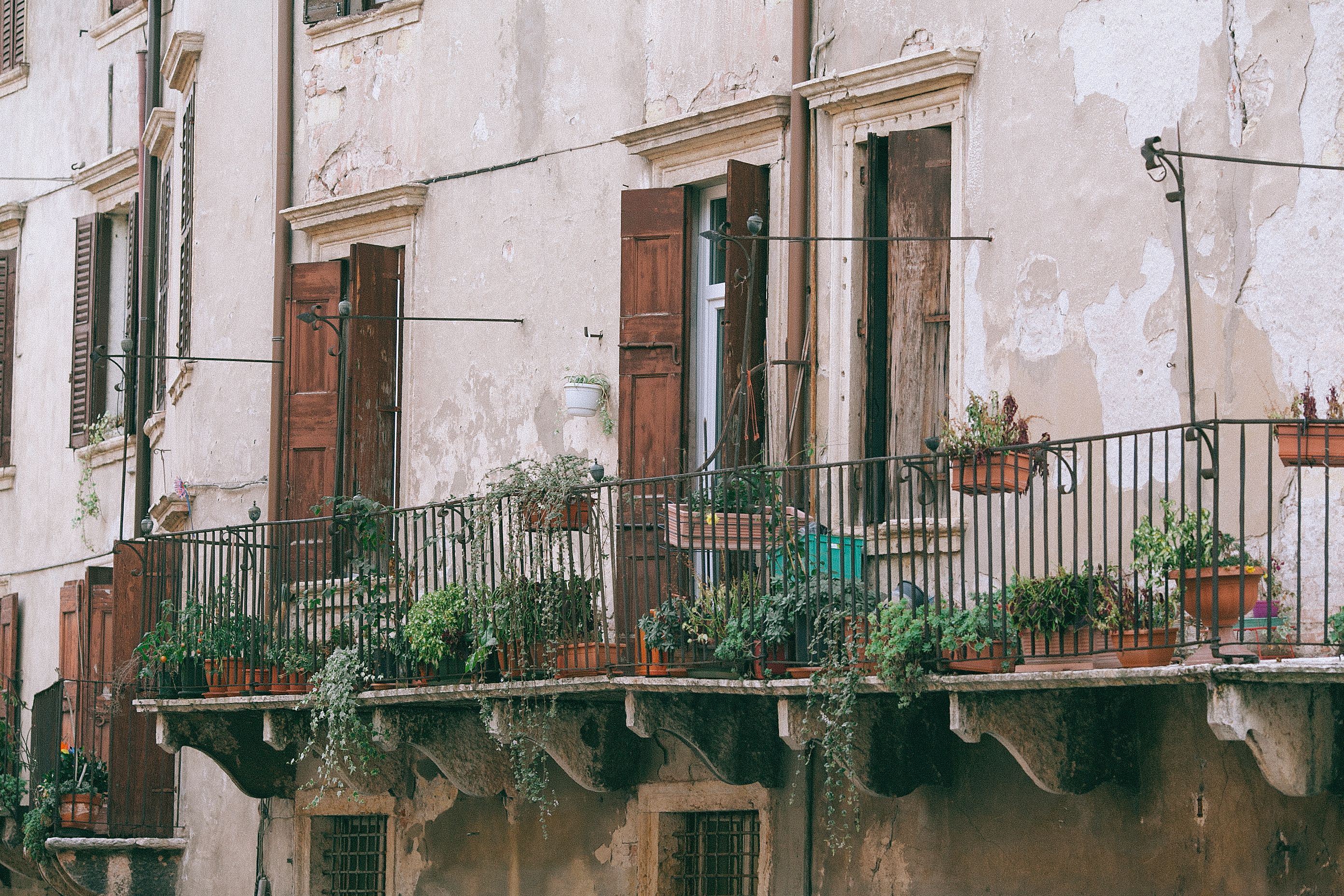 Balcony in old building with plants · Free Stock Photo