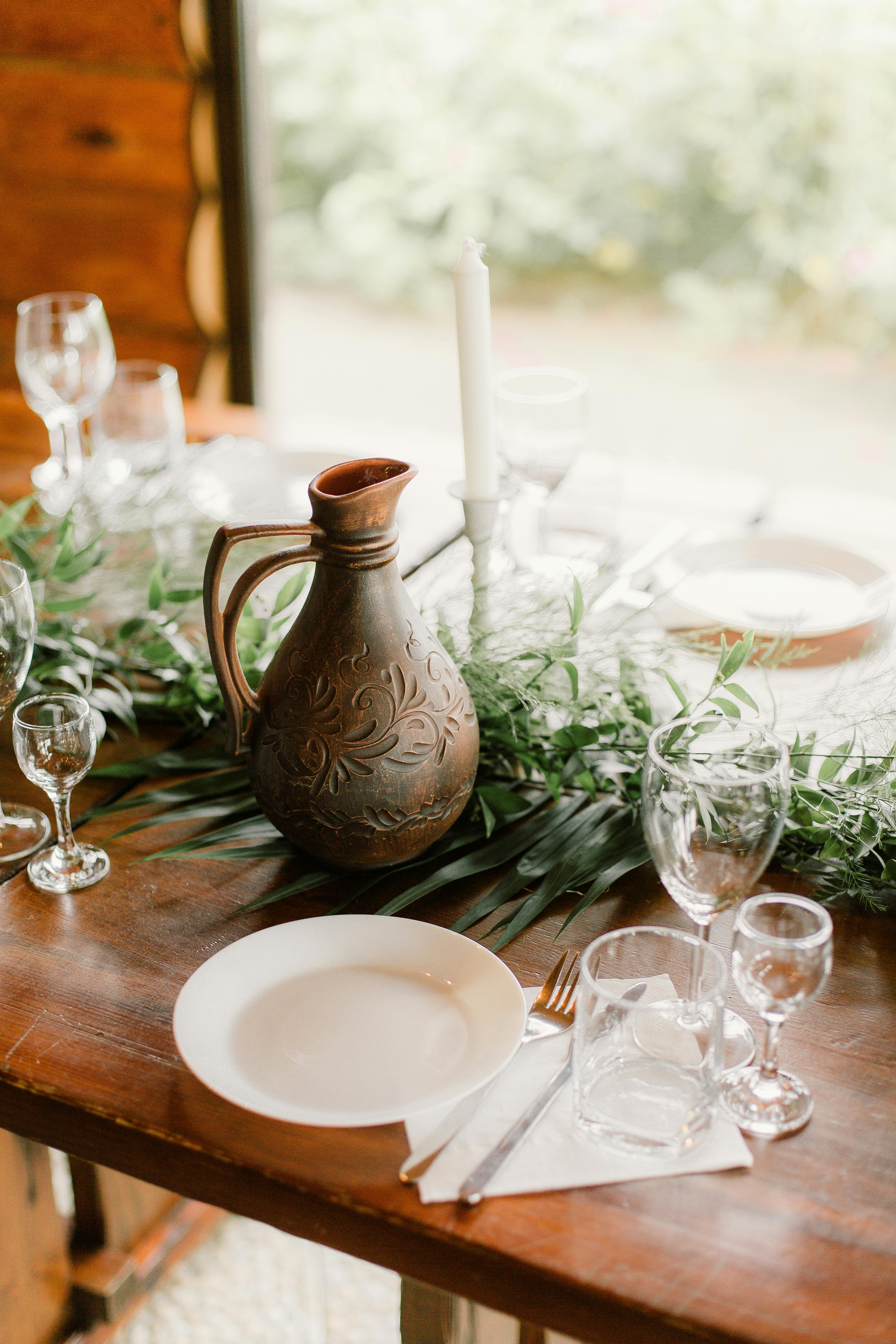 Served table with jug and dishware · Free Stock Photo
