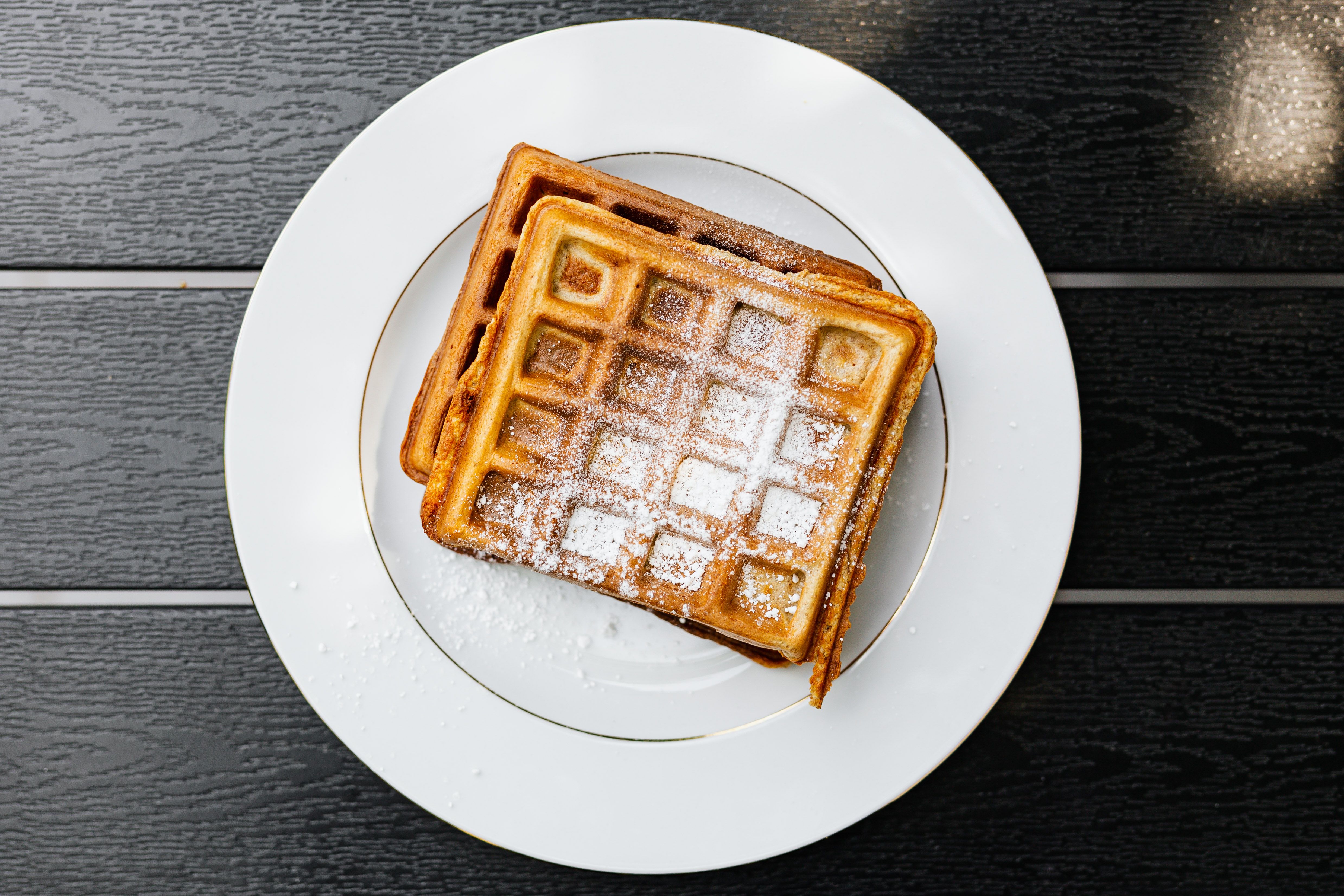 Waffle with Powdered Sugar on Top · Free Stock Photo