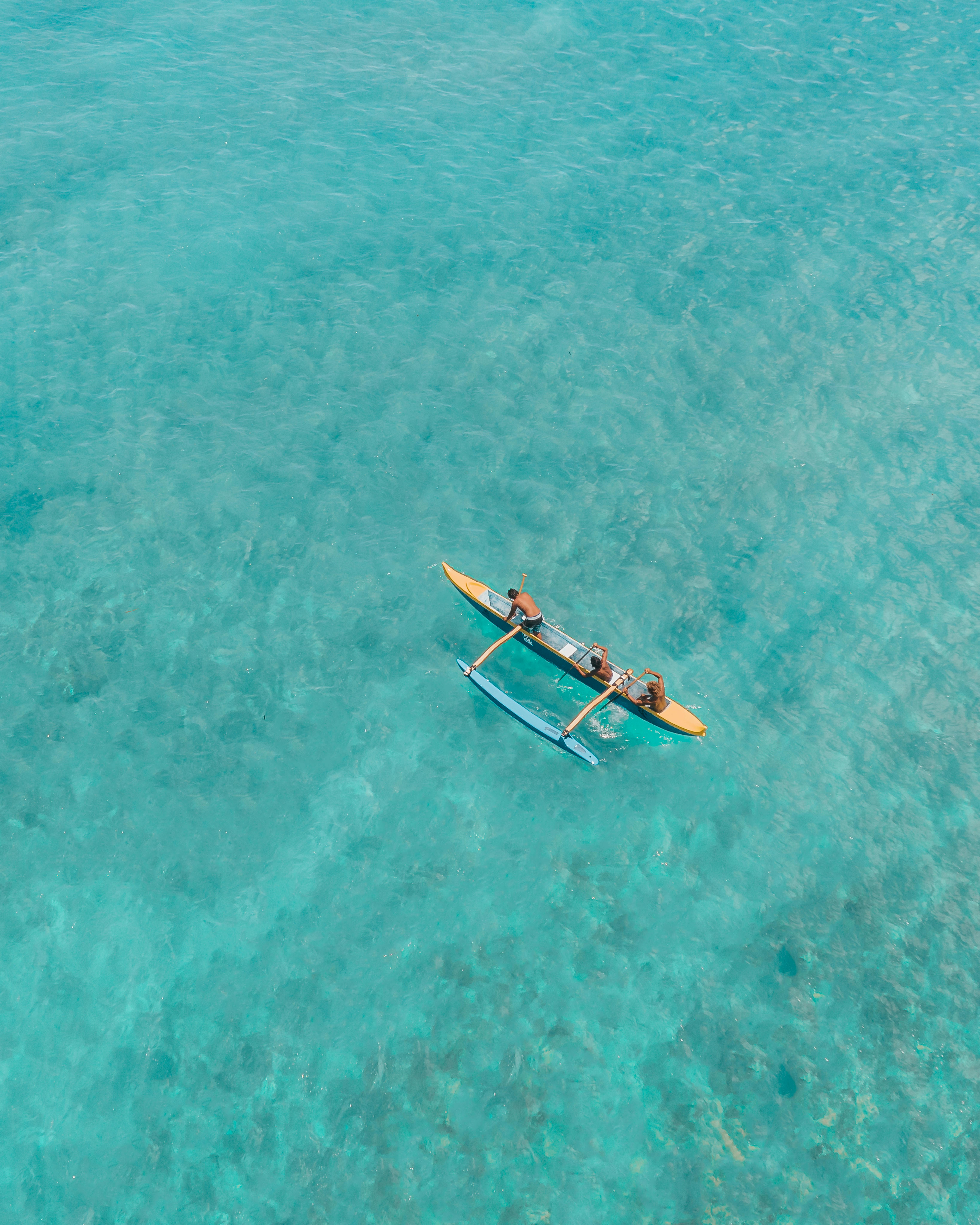 High Angle Shot Of People Rowing Boat · Free Stock Photo