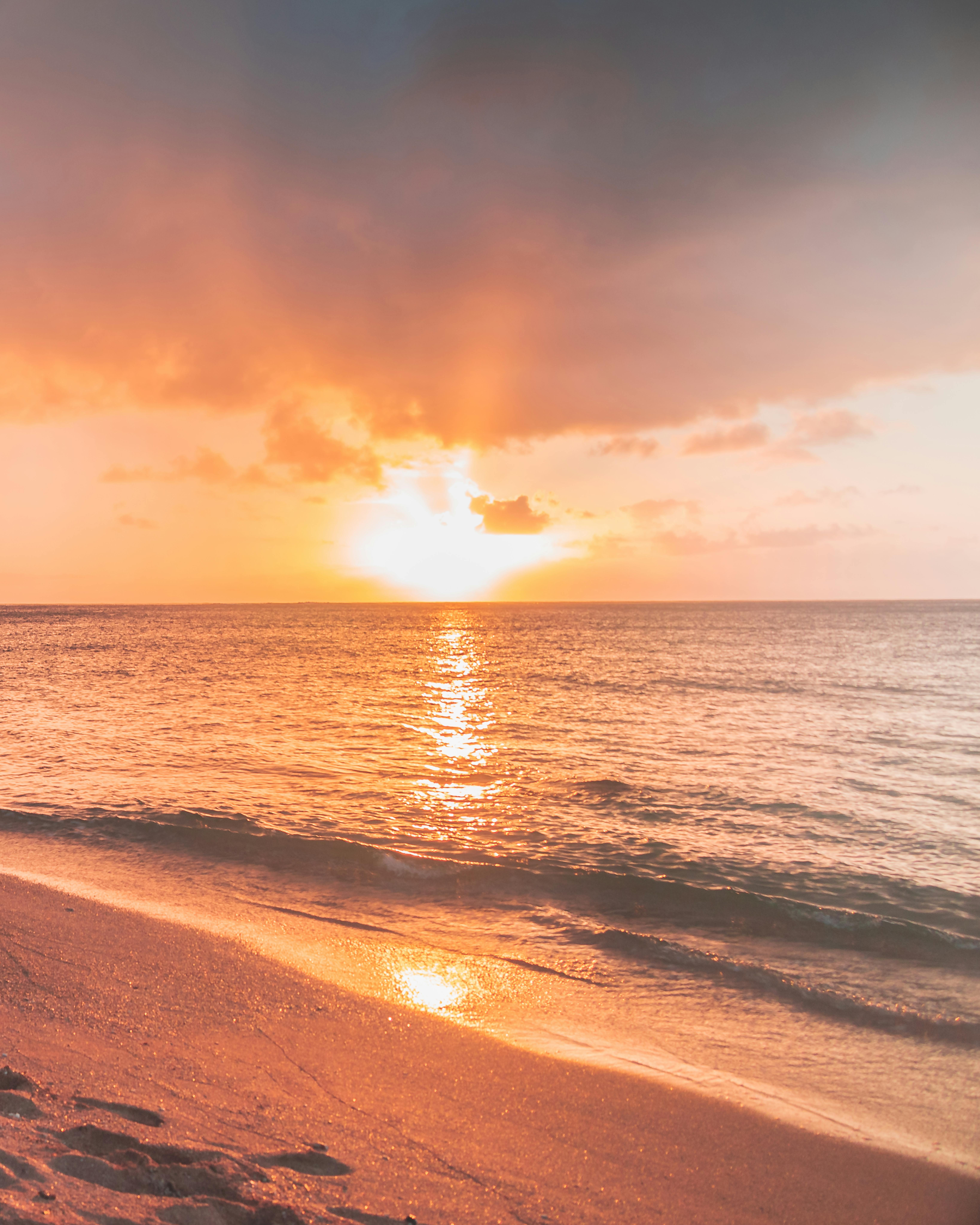 A View of a Beautiful Horizon from the Beach during the Golden Hour ...