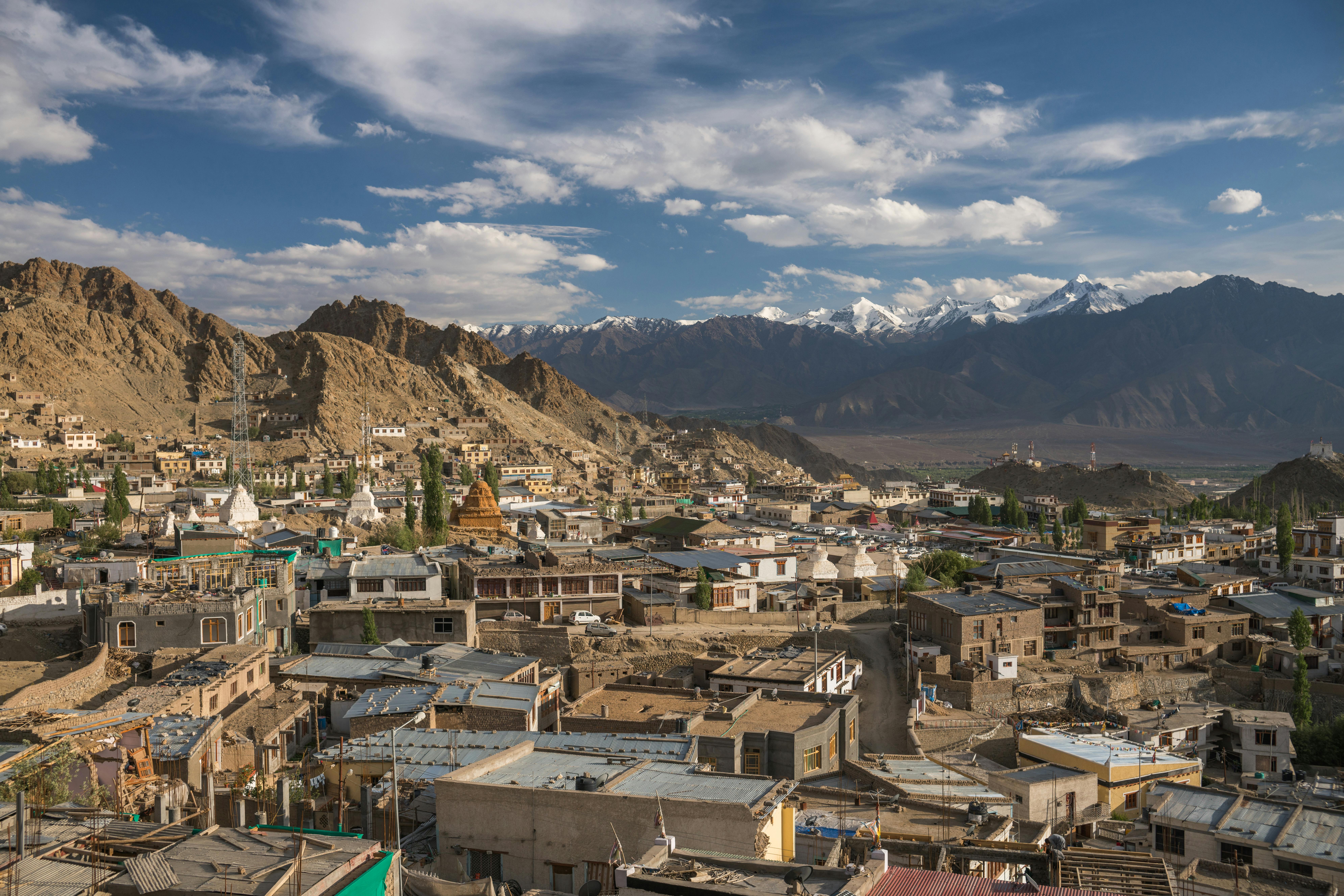 Drone Shot of Houses and Buildings in the City of Leh in India · Free ...