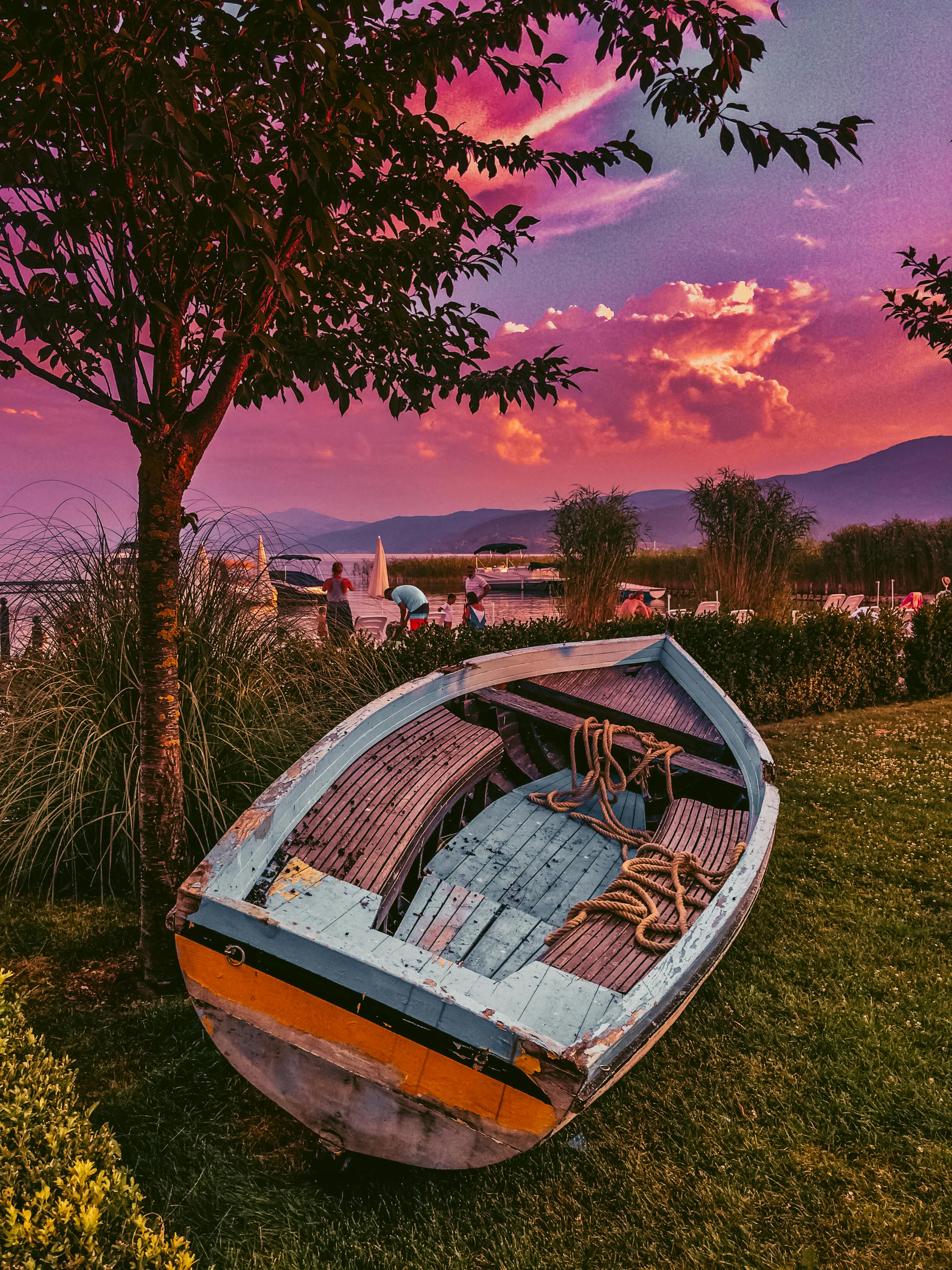 Tranquil Boats on Lake Ohrid at Sunset · Free Stock Photo