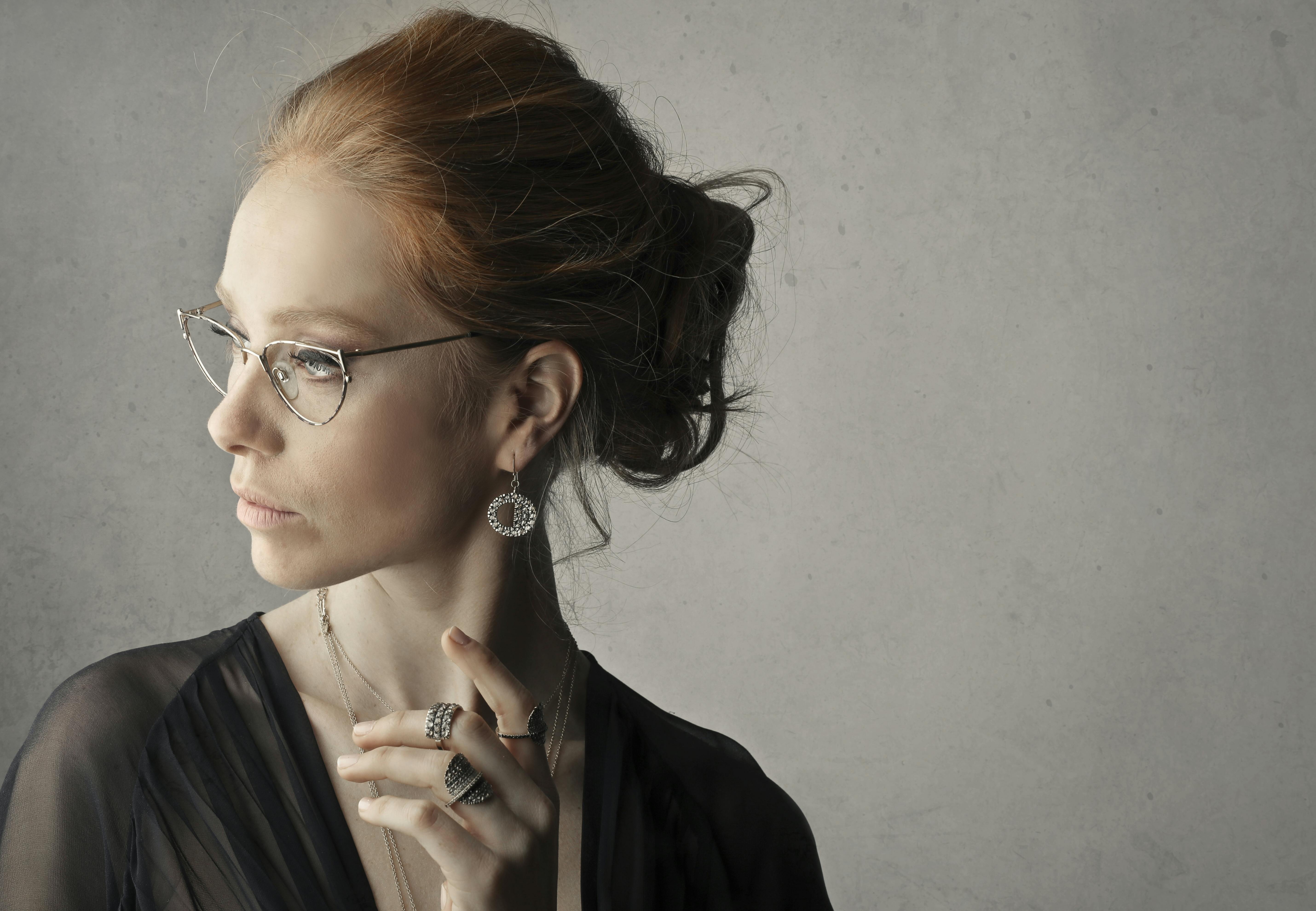 Woman Wearing Eyeglasses and Earring · Free Stock Photo