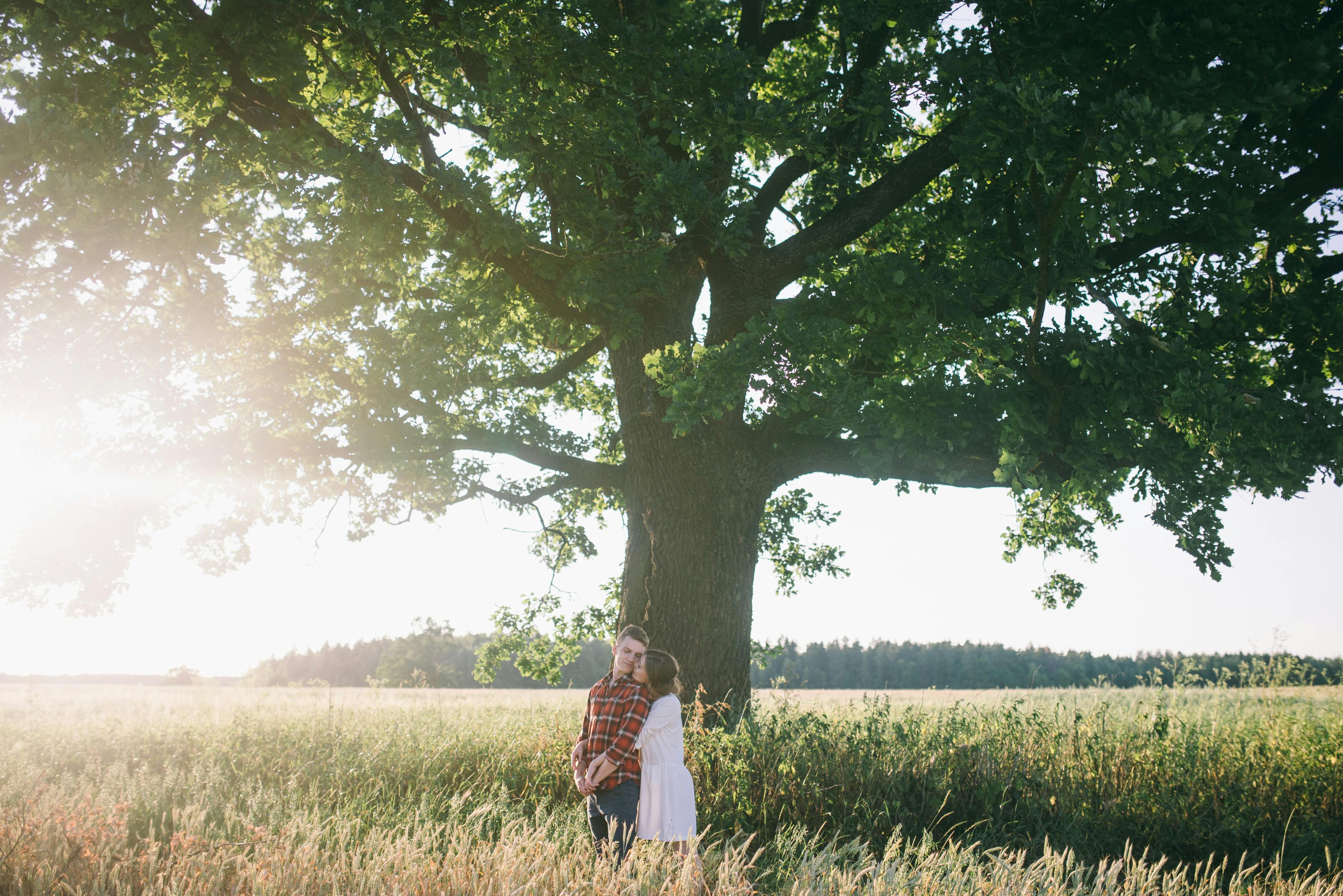 Couple Standing Beside a Tree · Free Stock Photo