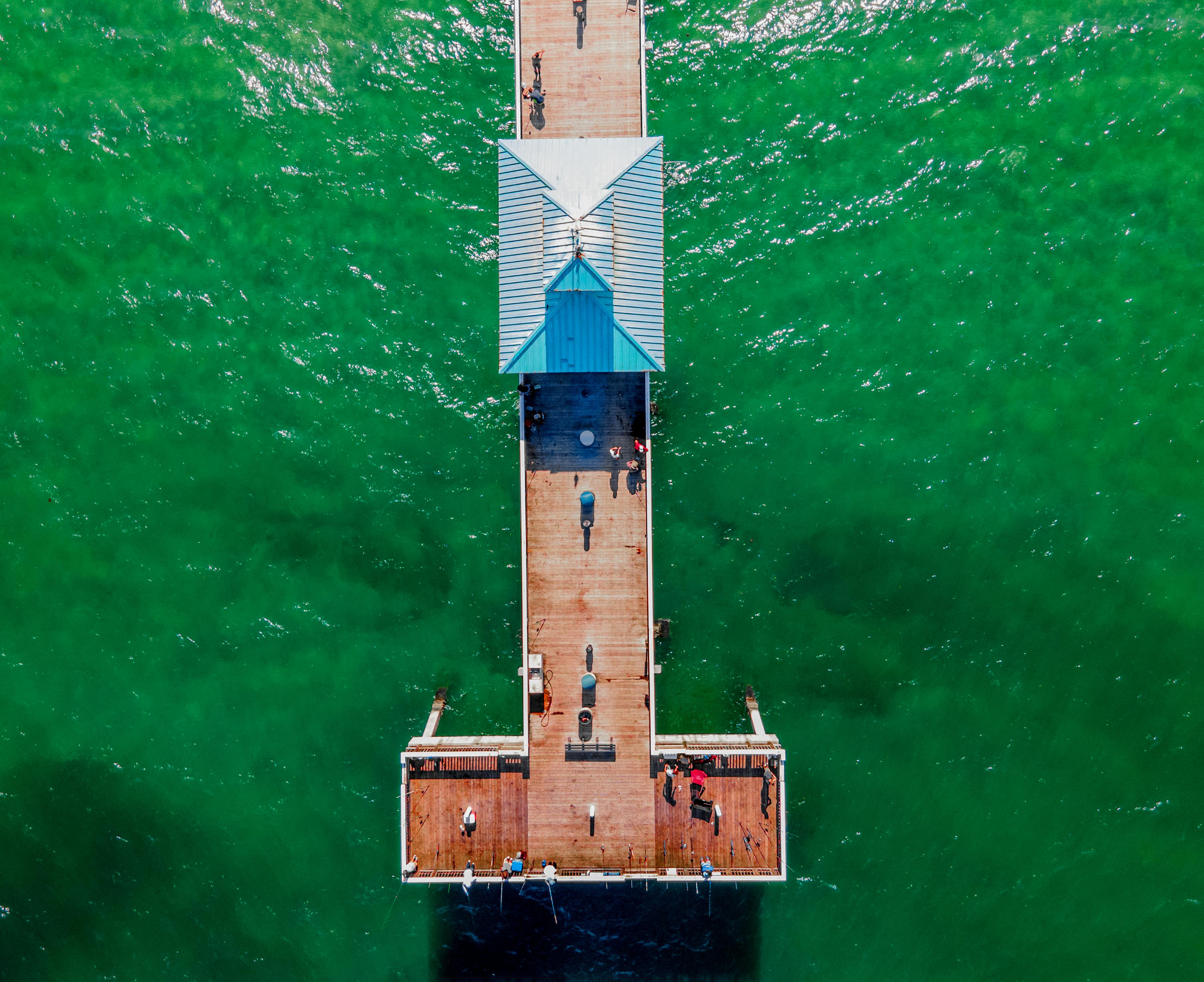 Aerial View of Jetty on the Green Ocean · Free Stock Photo