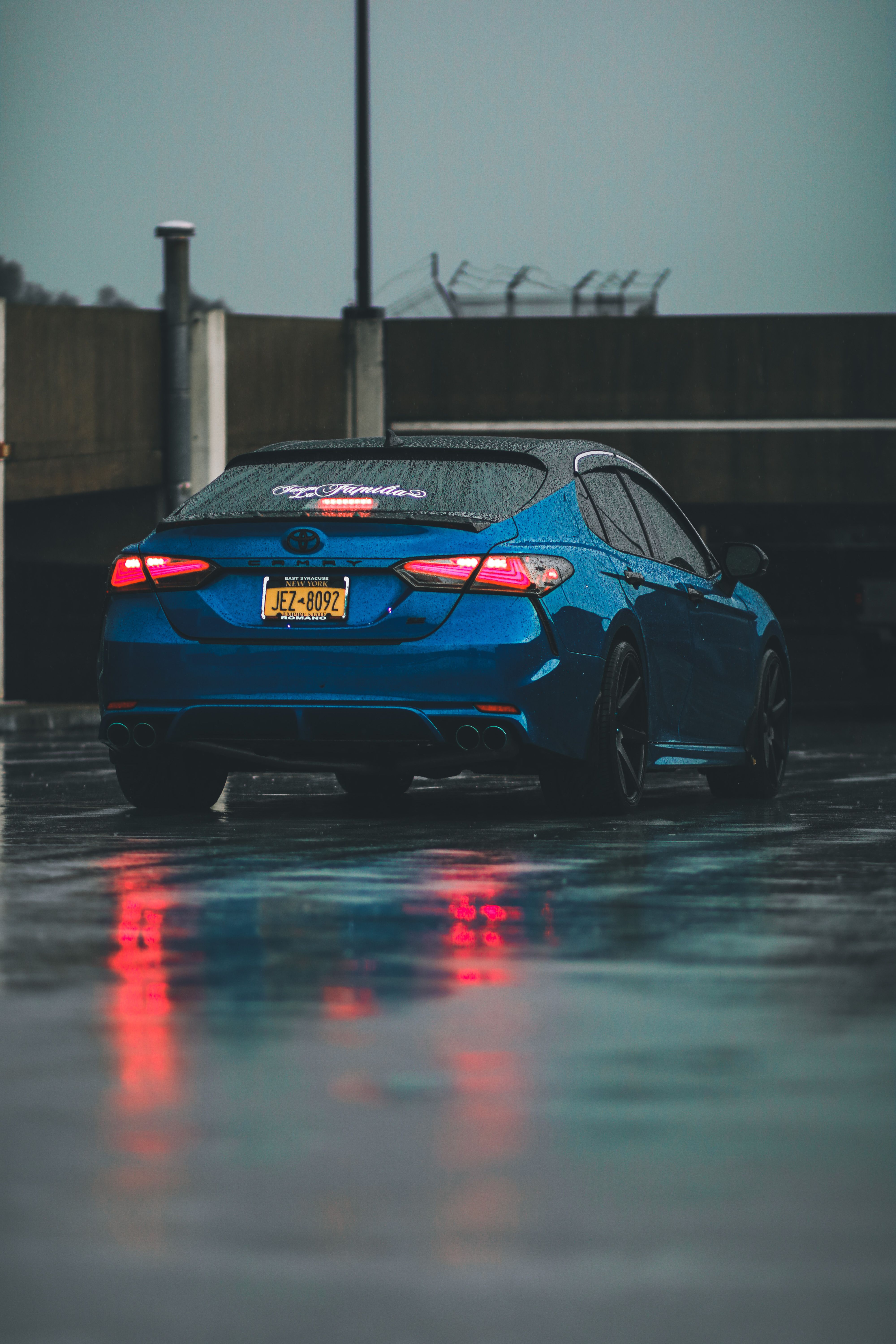 Blue Toyota Camry in Rain · Free Stock Photo