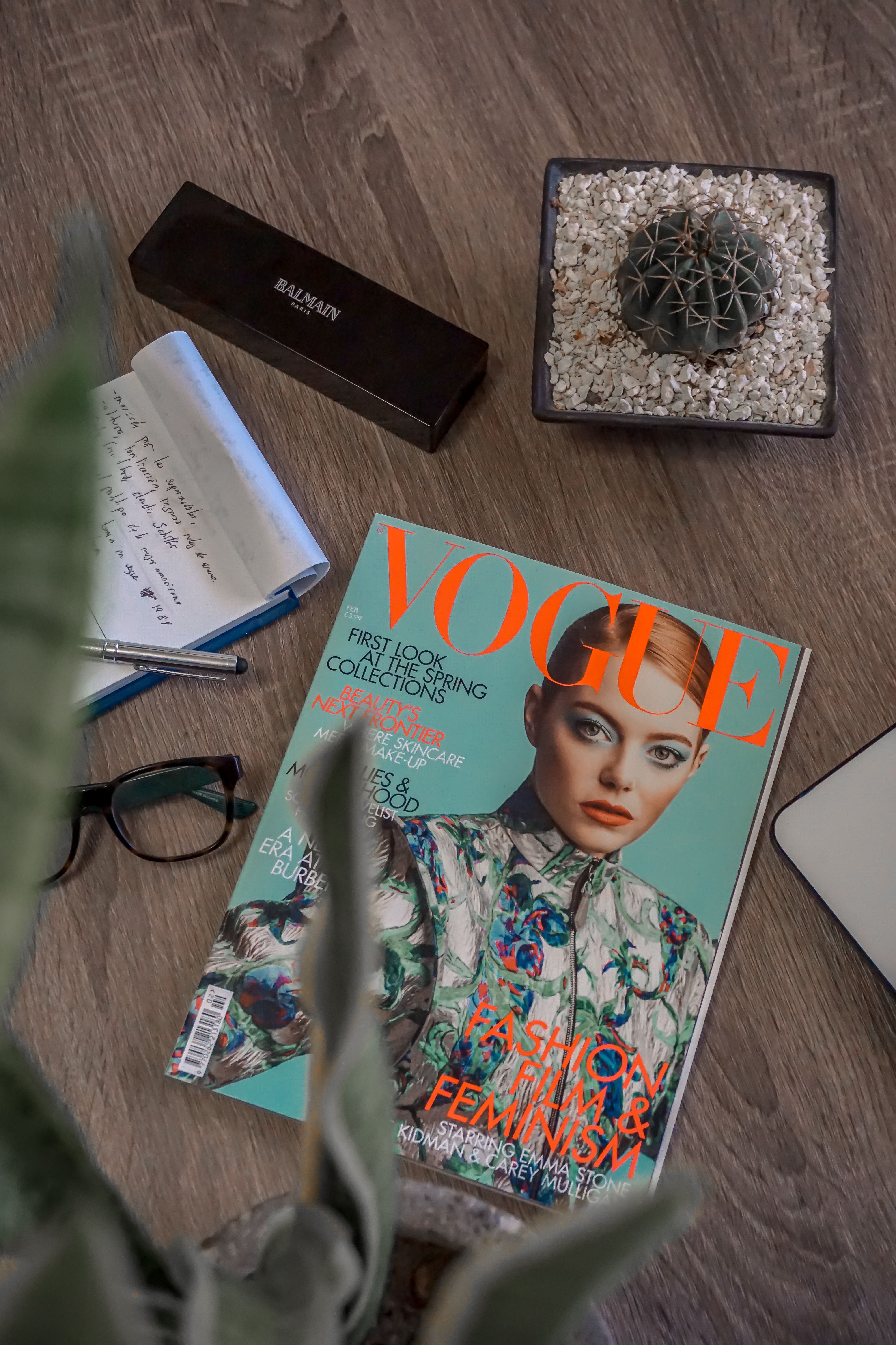 Croissant and Magazine on White Table · Free Stock Photo