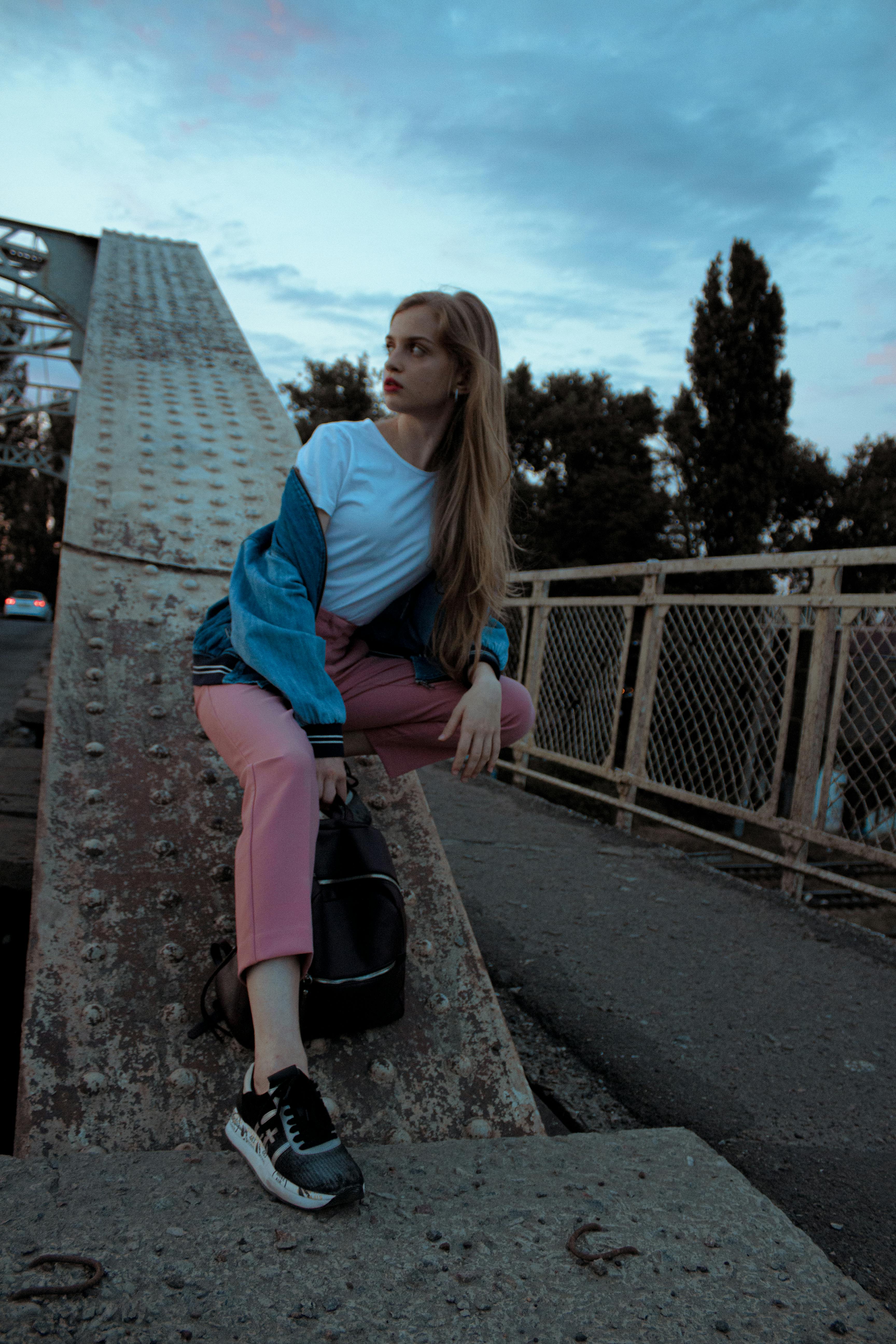 Woman in White Shirt and Pink Pants · Free Stock Photo