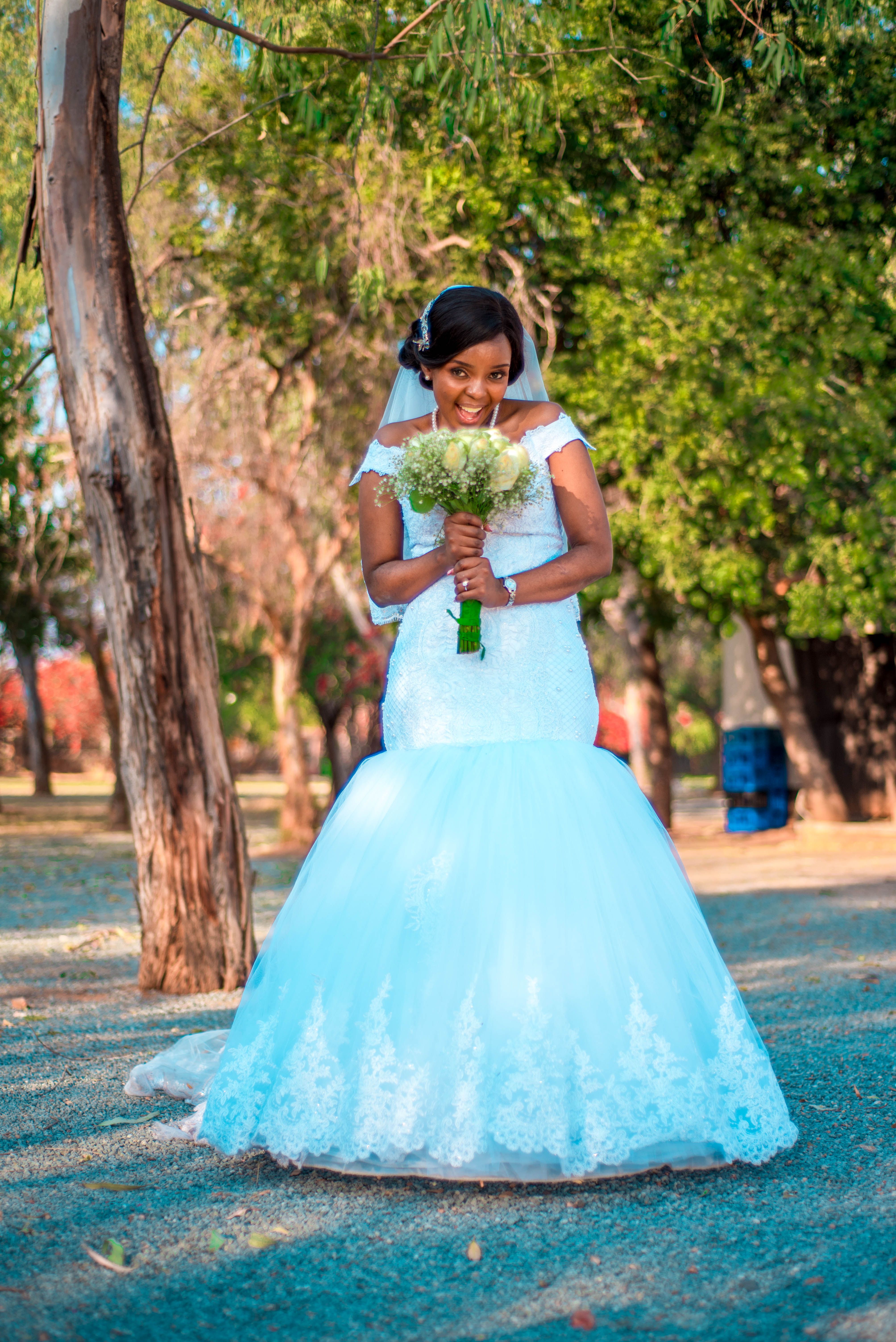 Bride Posing on the Background of a Nature Inspired Wedding Venue ...