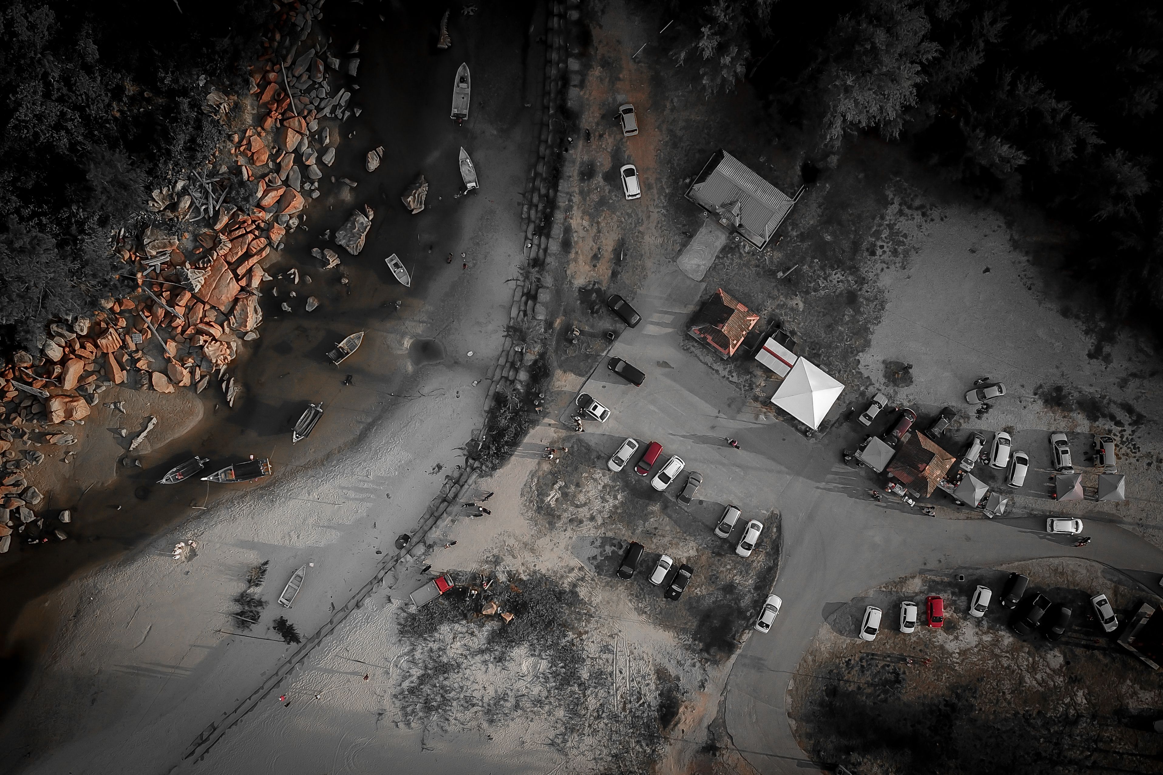 Aerial Photography of Blue Vehicle at Road · Free Stock Photo