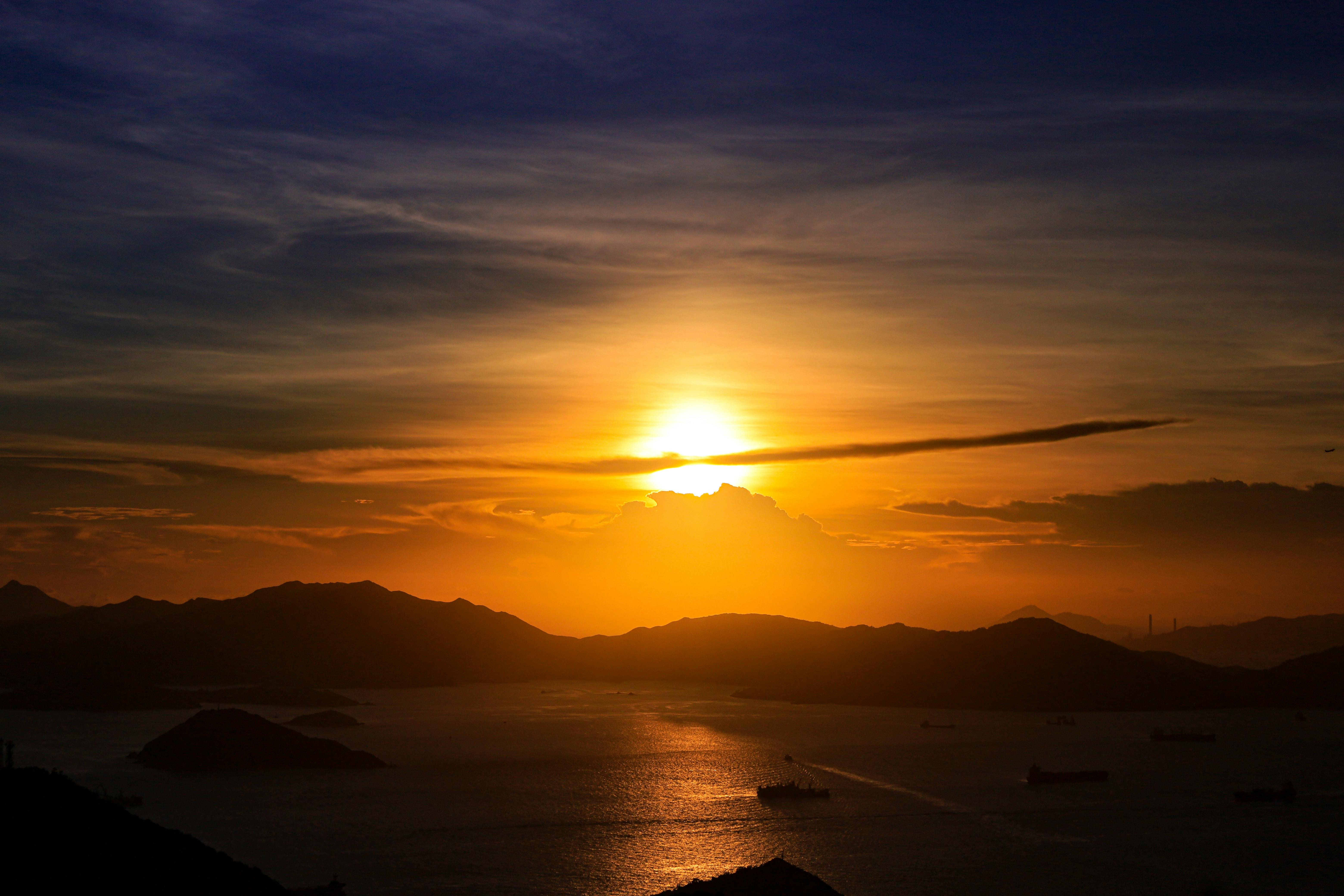 Orange Sun during Sunset · Free Stock Photo