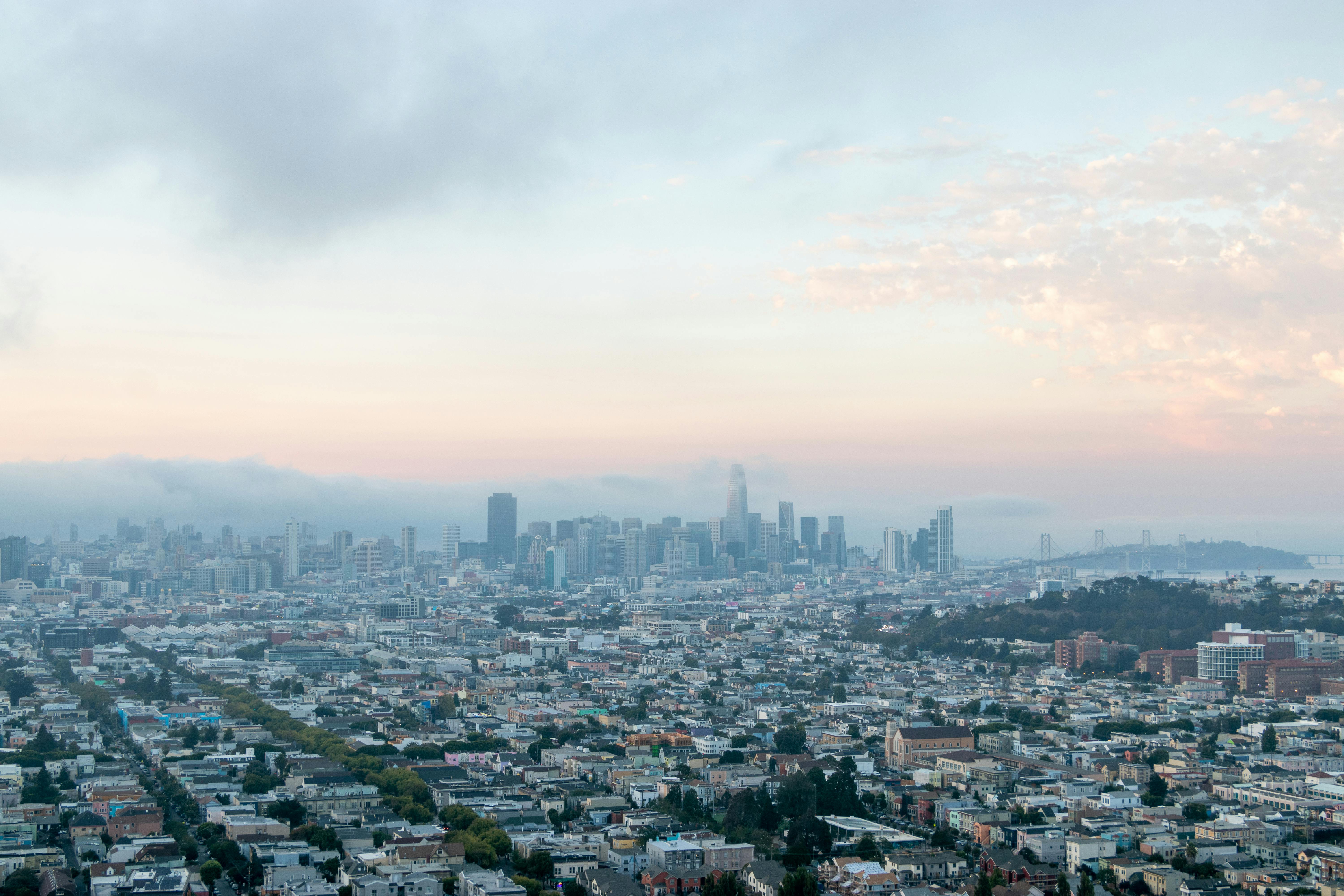Cityscape with residential area and skyscrapers · Free Stock Photo