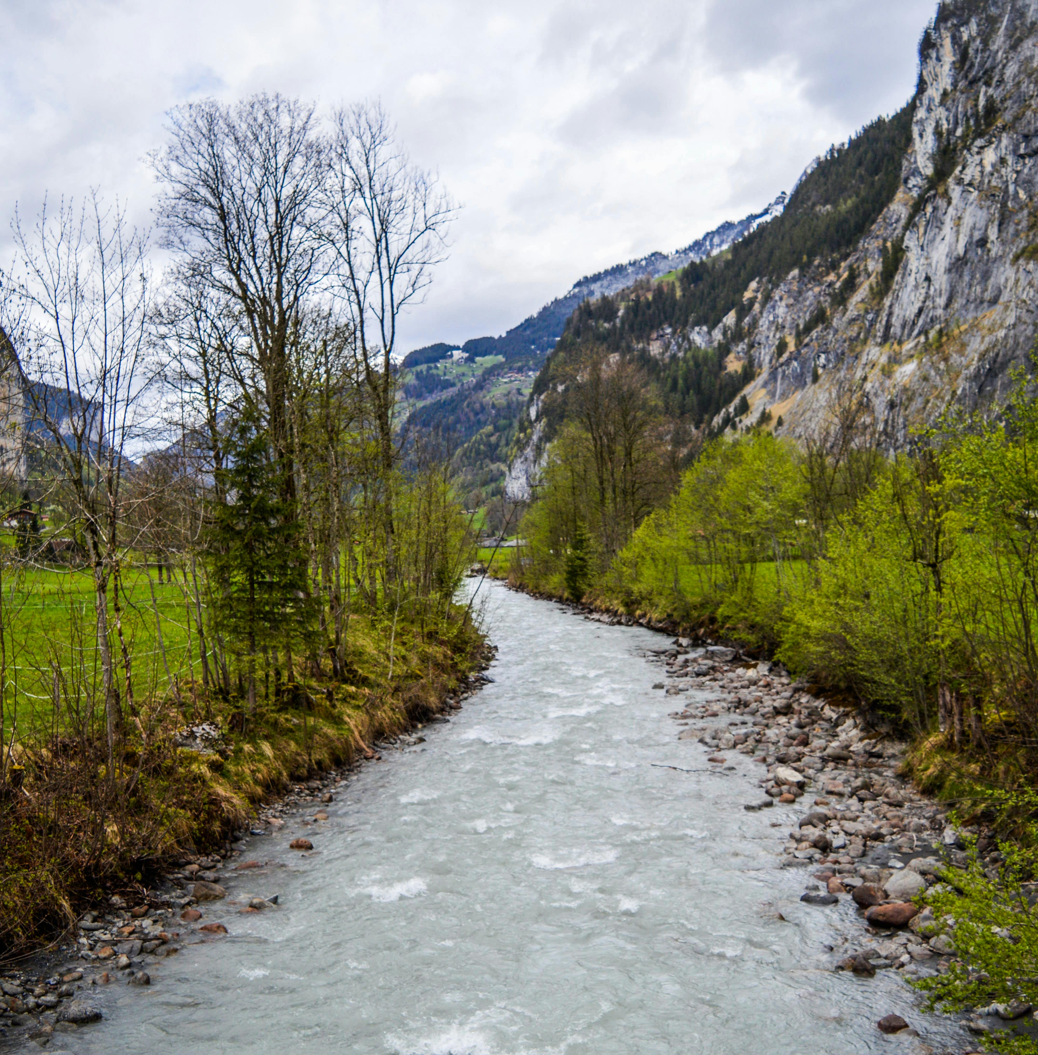 Narrow river streaming in mountainous valley · Free Stock Photo