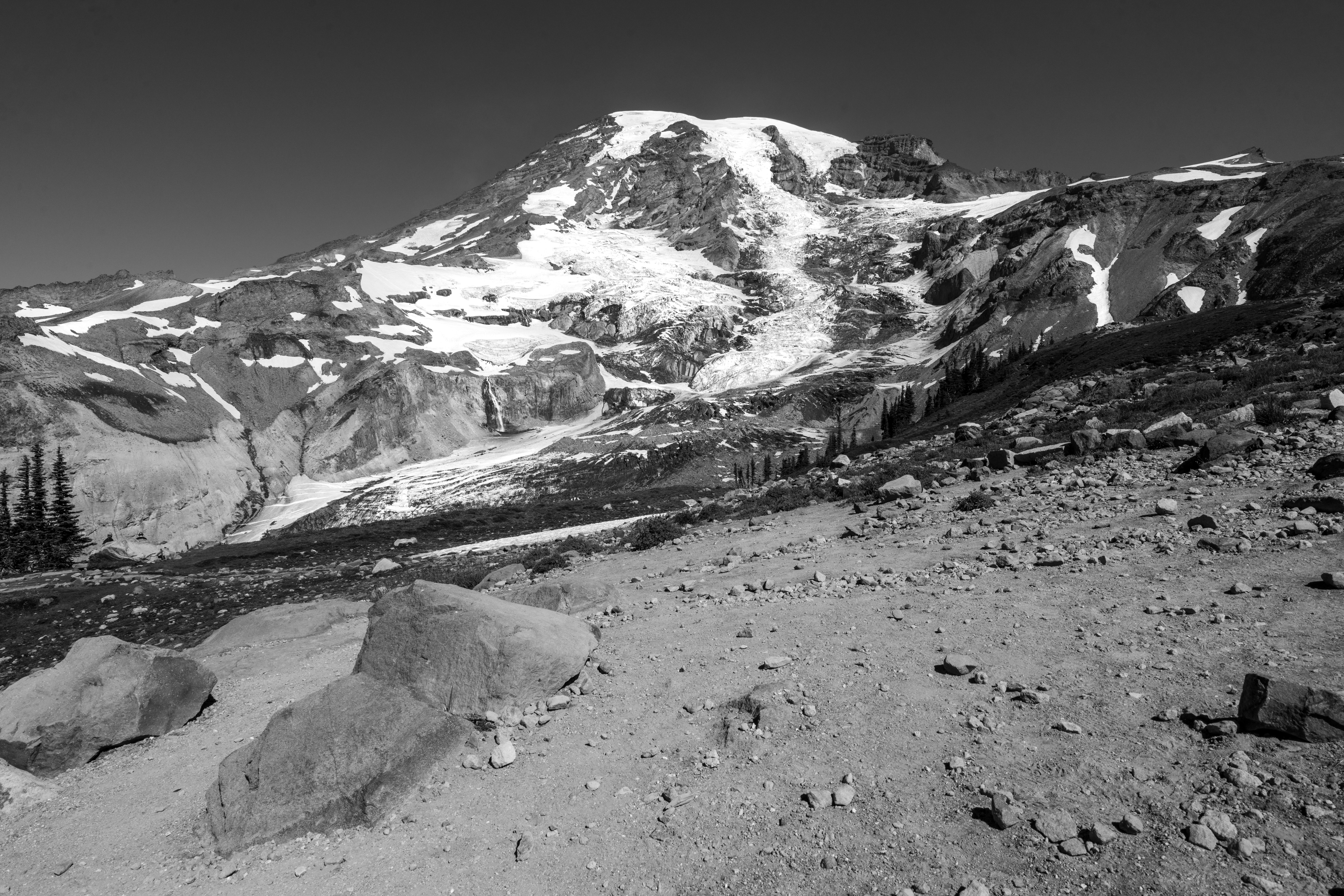 Grayscale Photo of Volcano · Free Stock Photo