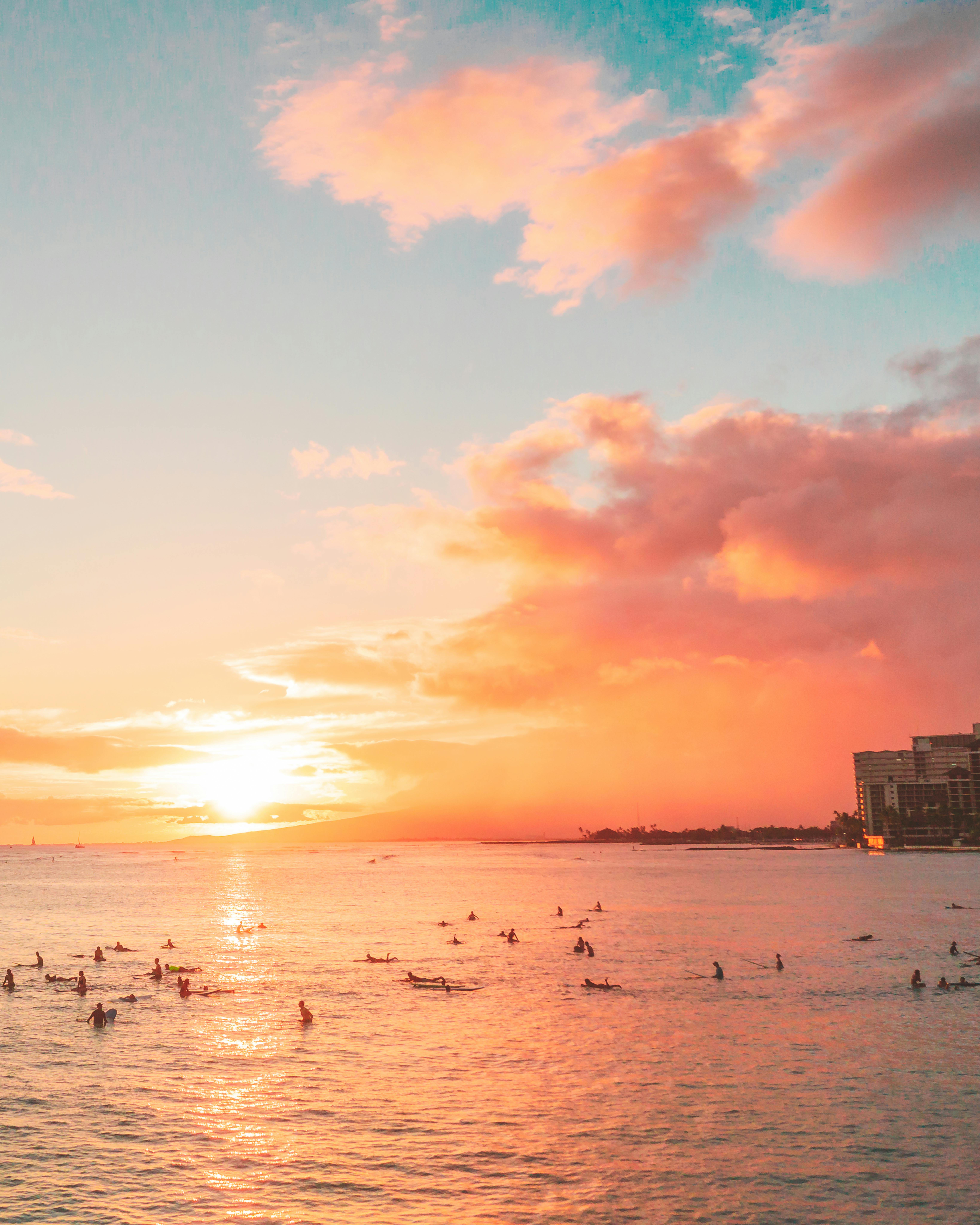 People on Beach during Sunset · Free Stock Photo