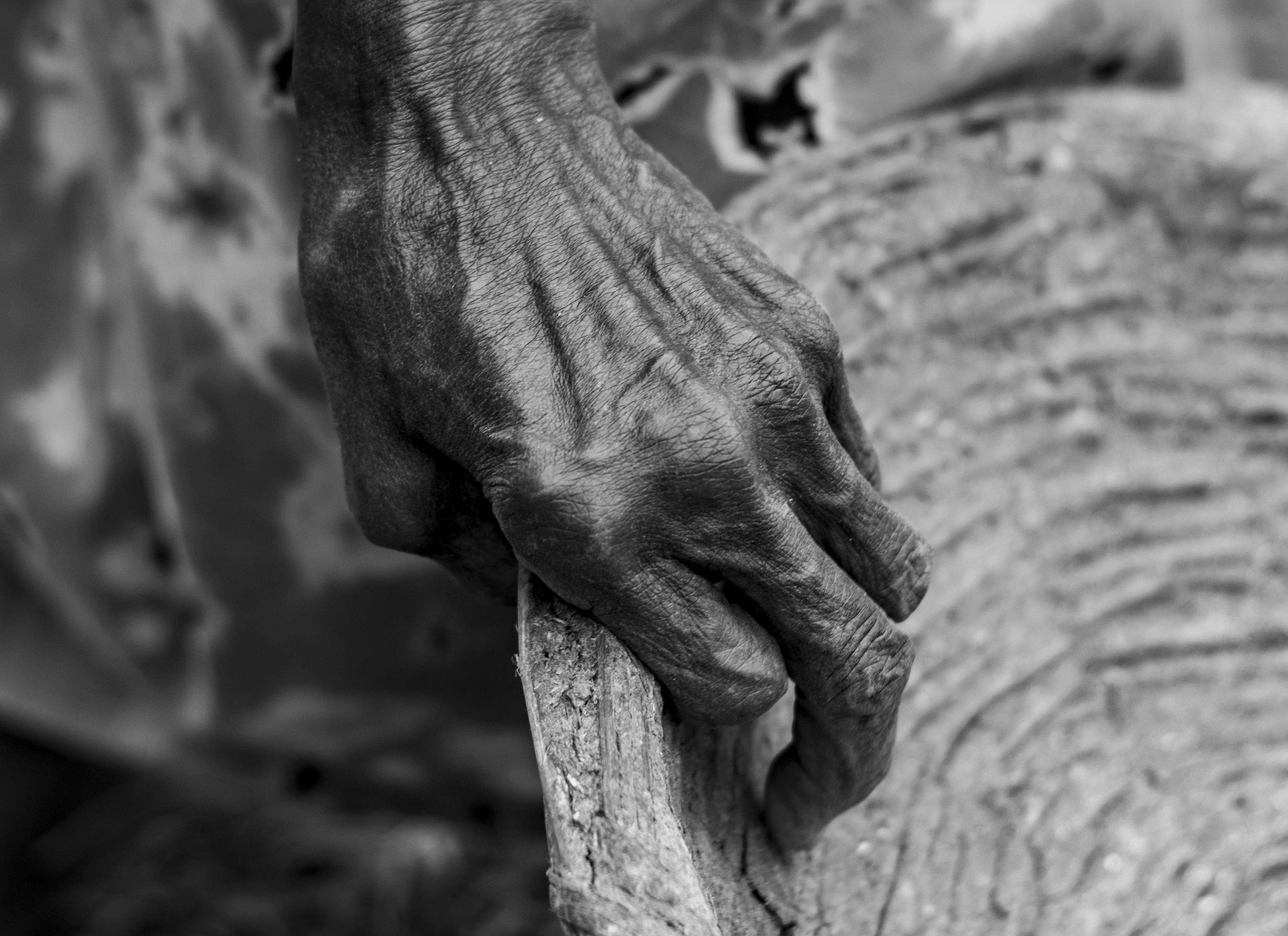 Grayscale Photo of Person's Wrinkled Hand · Free Stock Photo