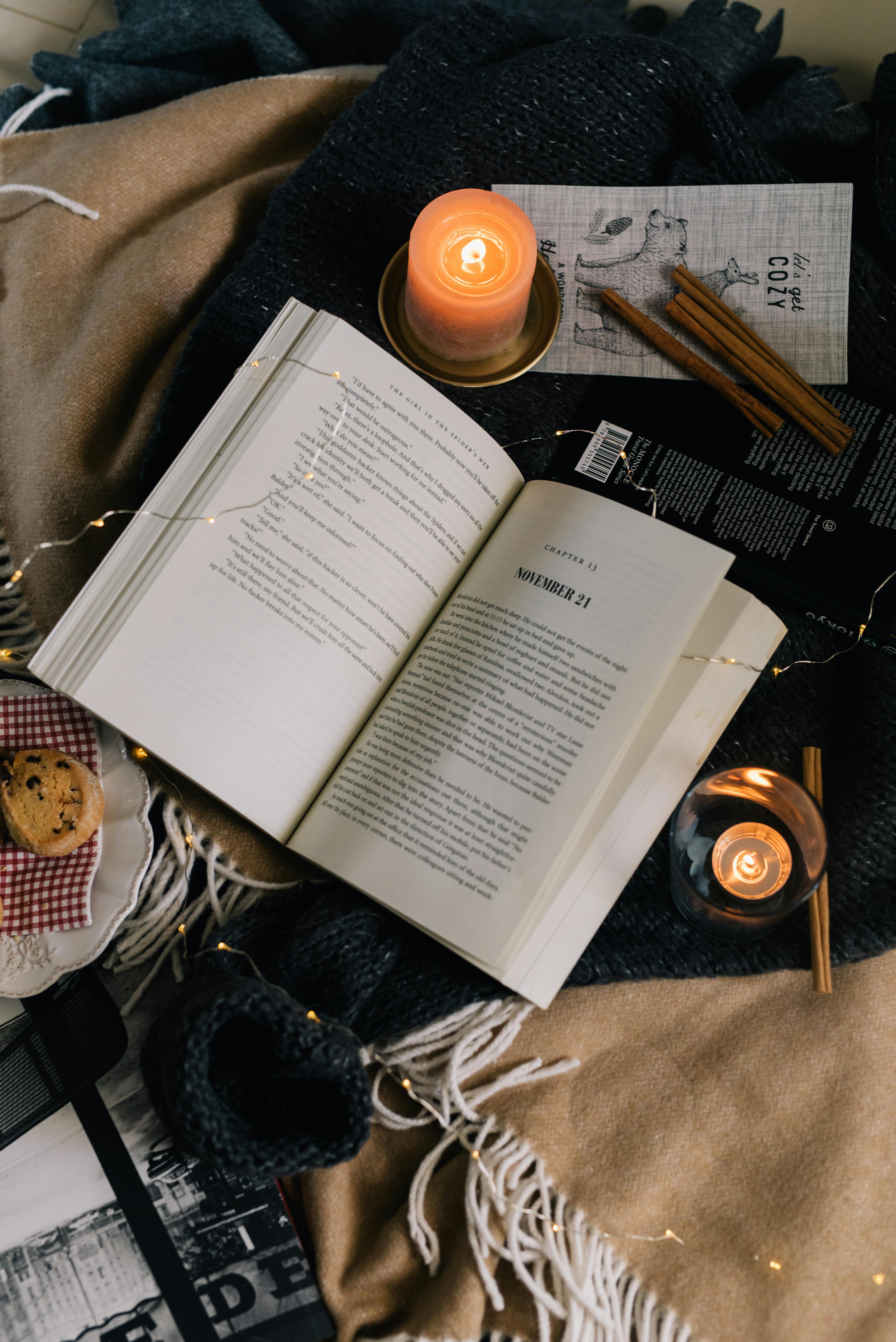 Open Book and Lit Candles · Free Stock Photo