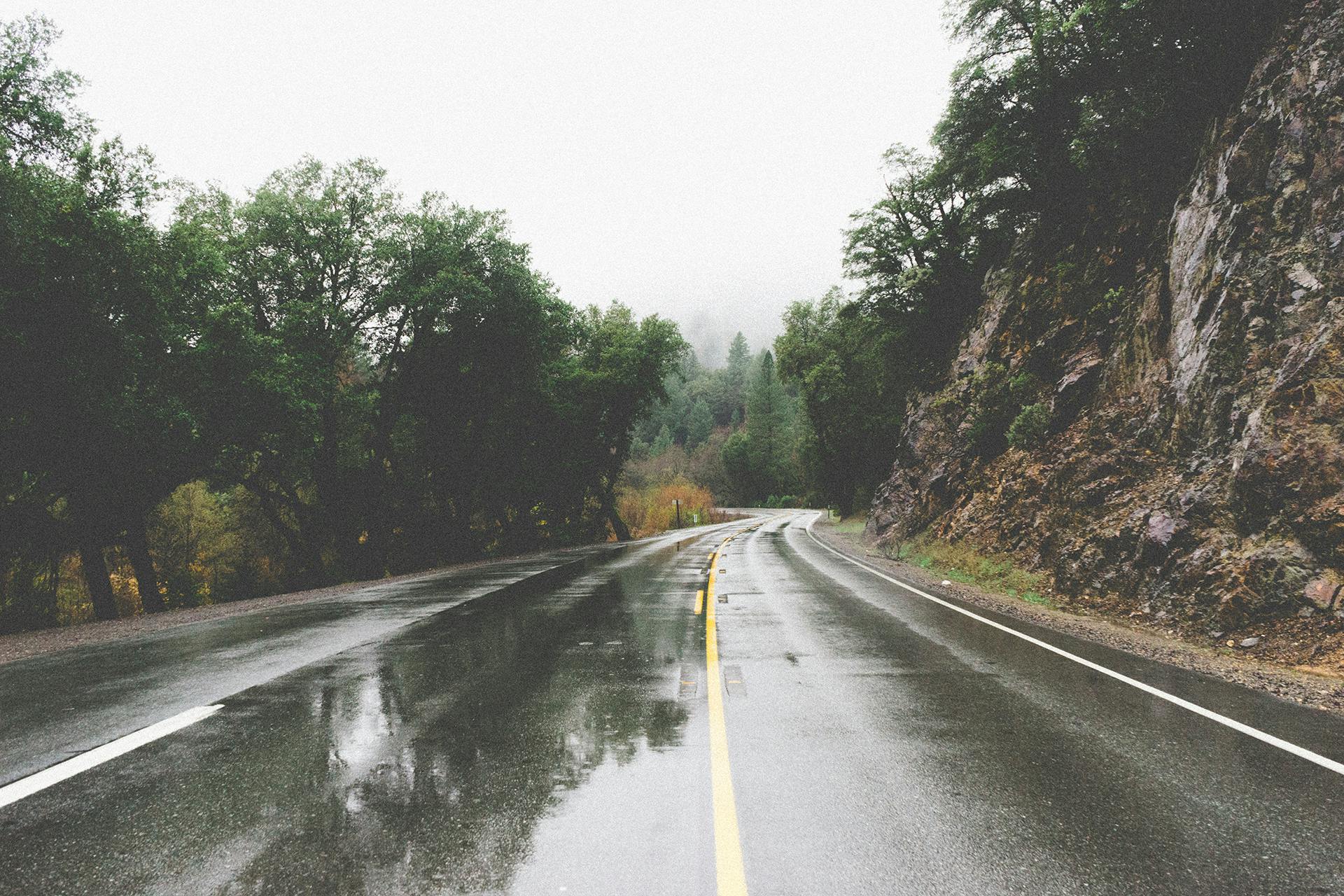 Free stock photo of bend, curve, rainy