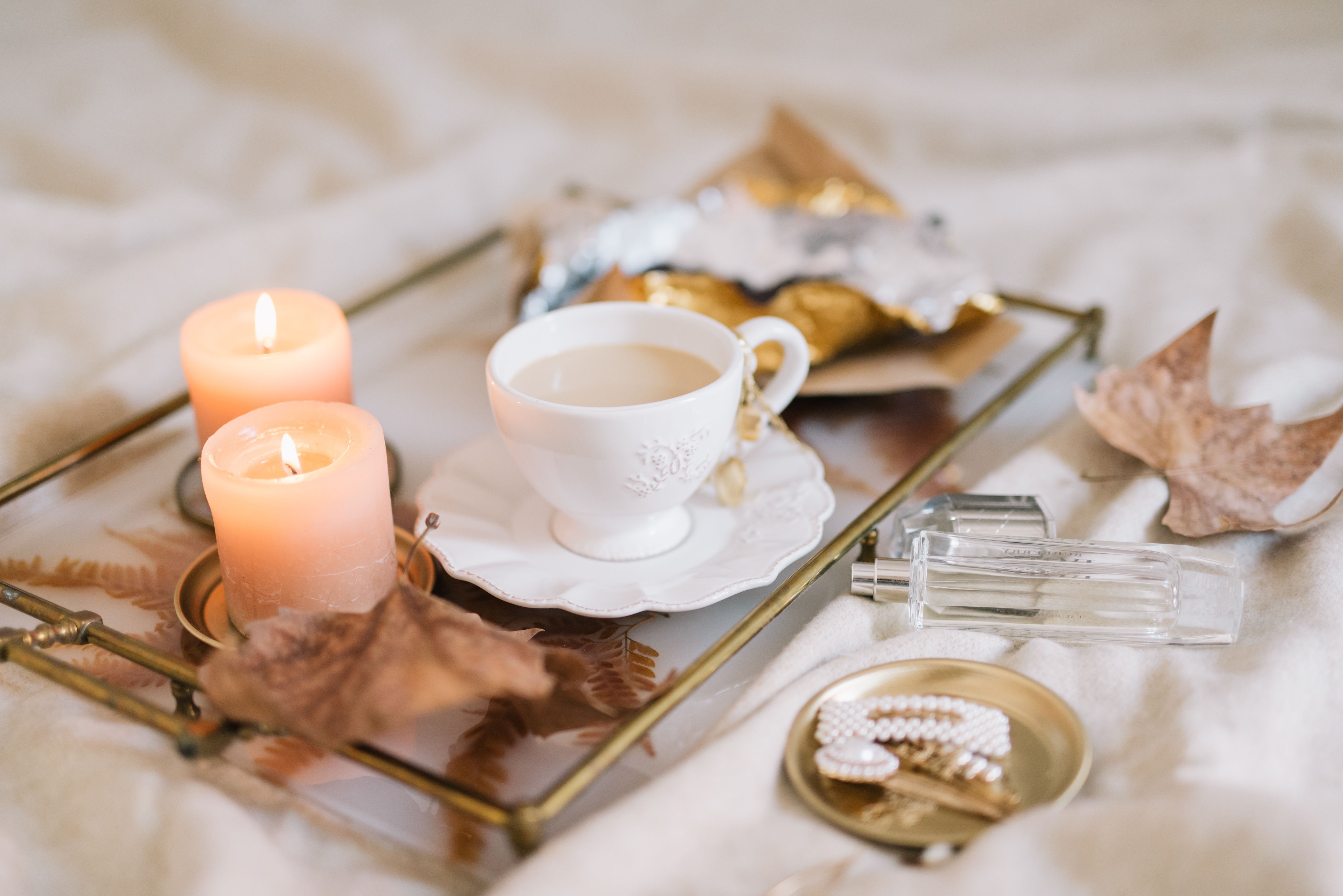 Morning Coffee and Candles on a Tray · Free Stock Photo