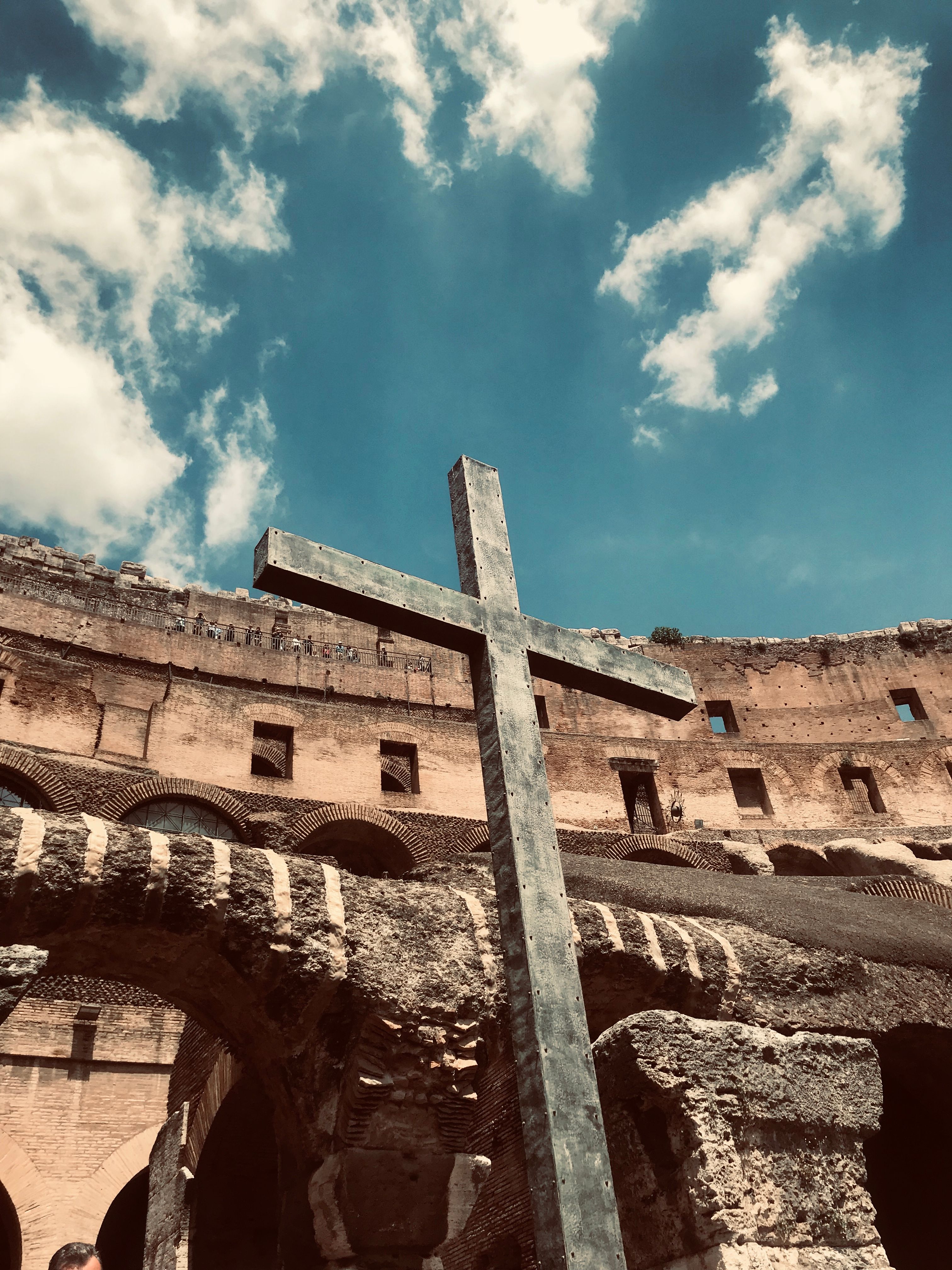 Wooden Cross on Ruins against Blue Sky · Free Stock Photo