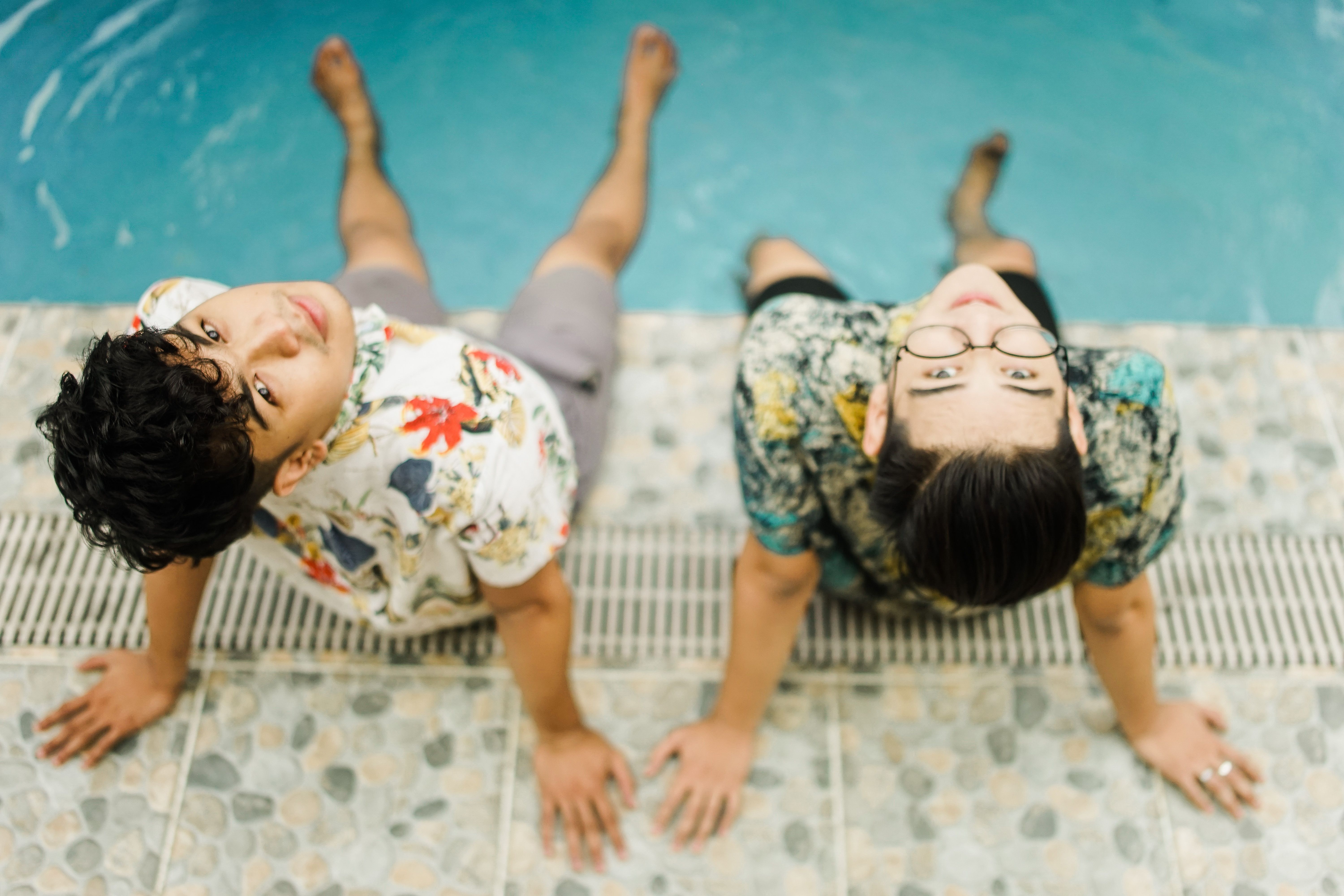 Children Sitting on Poolside · Free Stock Photo