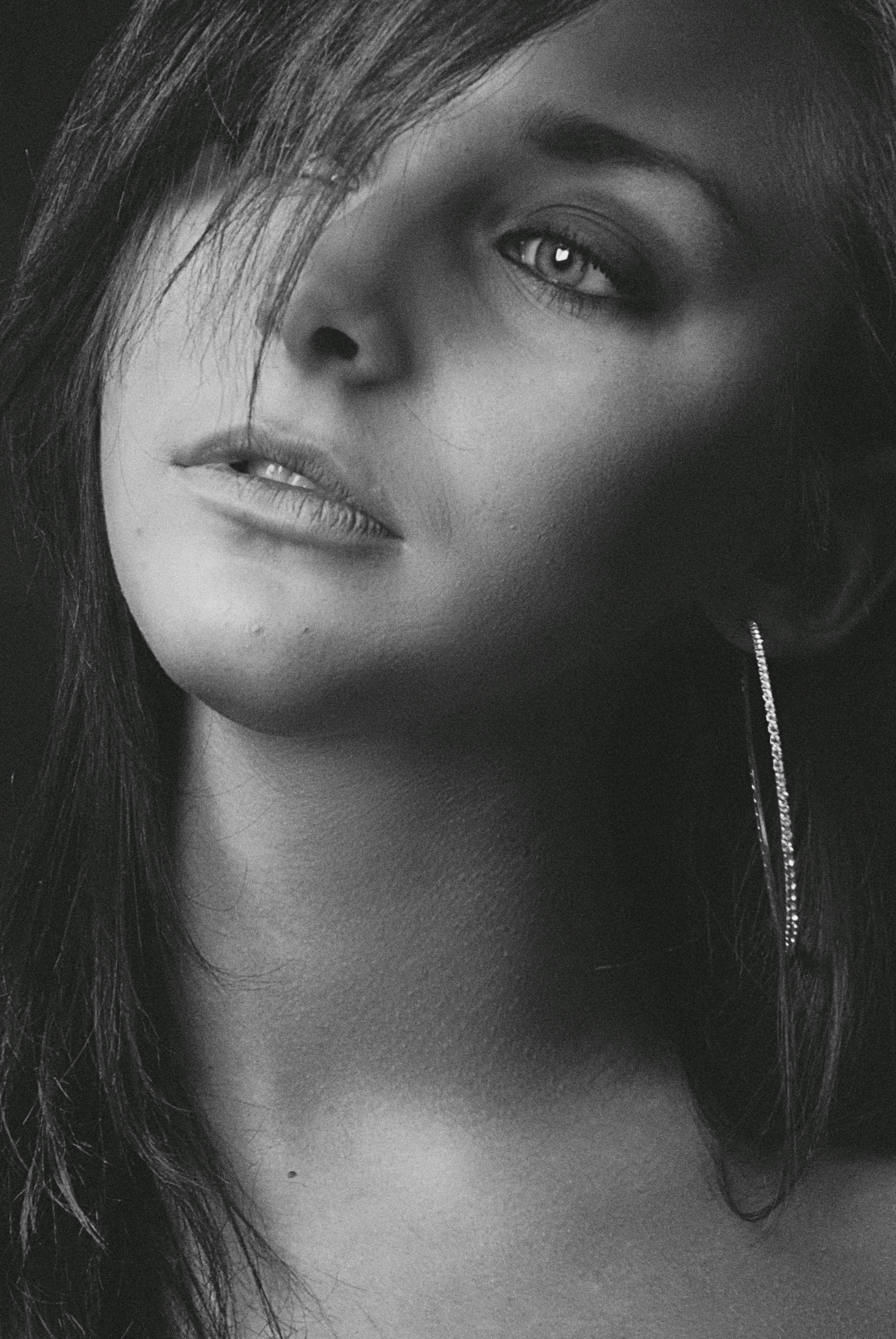 Grayscale Portrait of Woman · Free Stock Photo