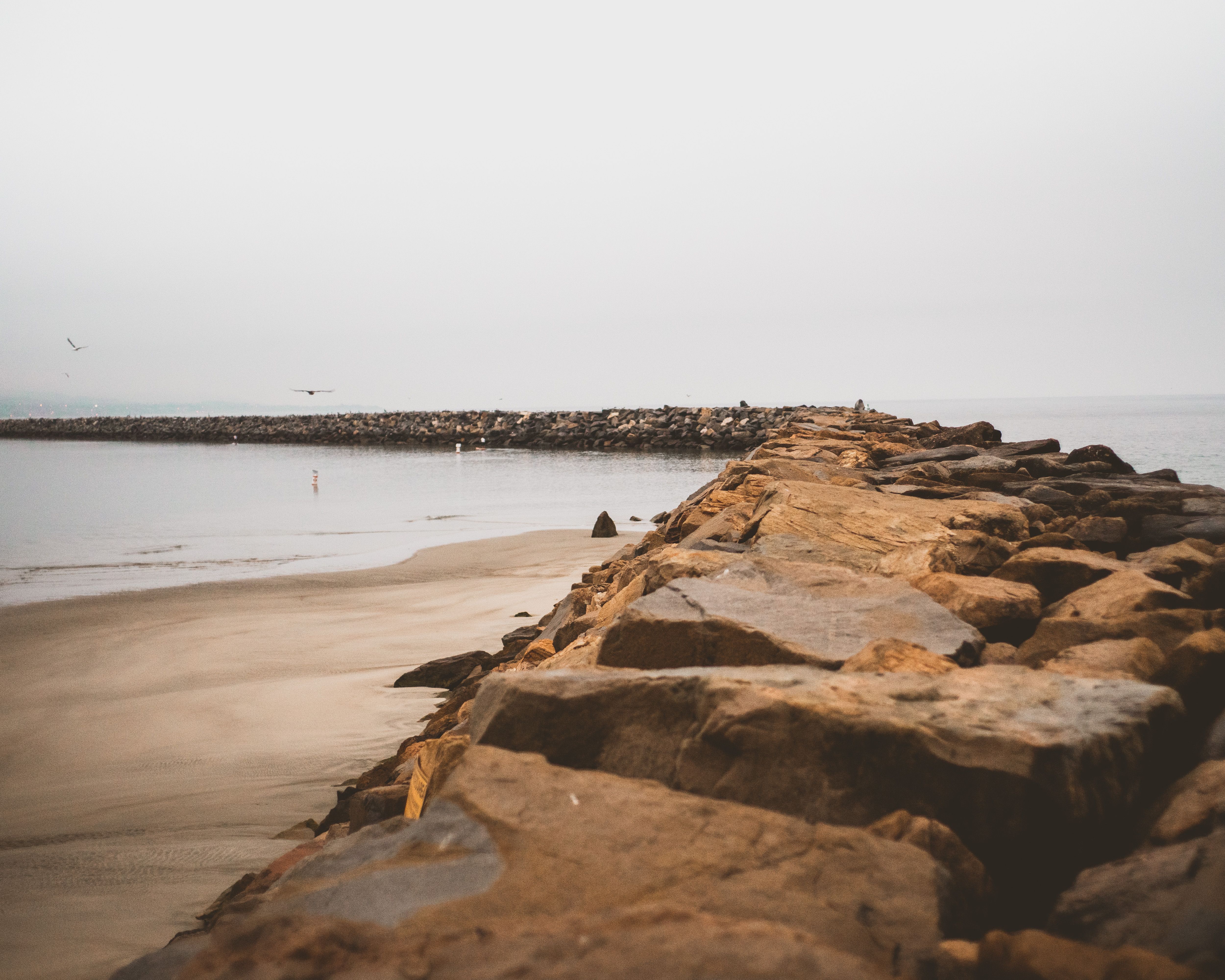 Concrete Brick Breakwater with a Ladder · Free Stock Photo