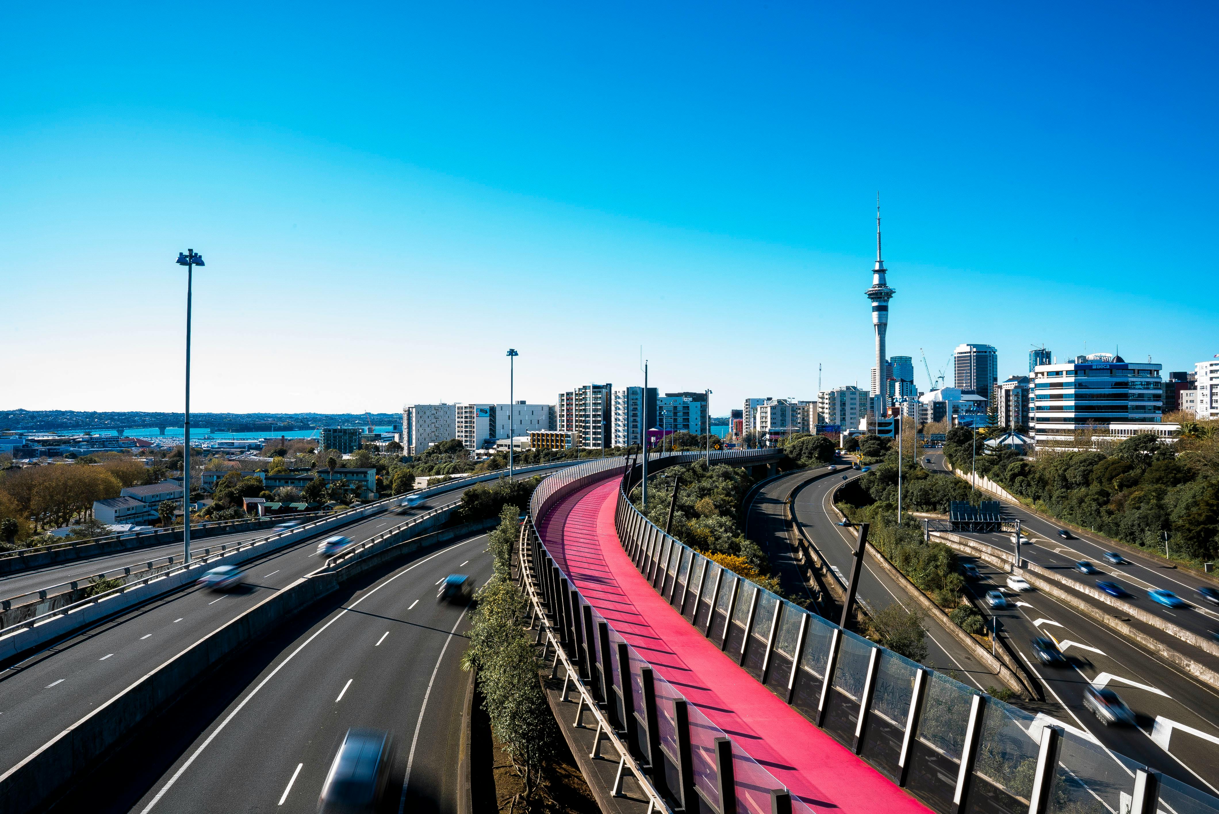 The Pink Lightpath of Auckland, New Zealand · Free Stock Photo
