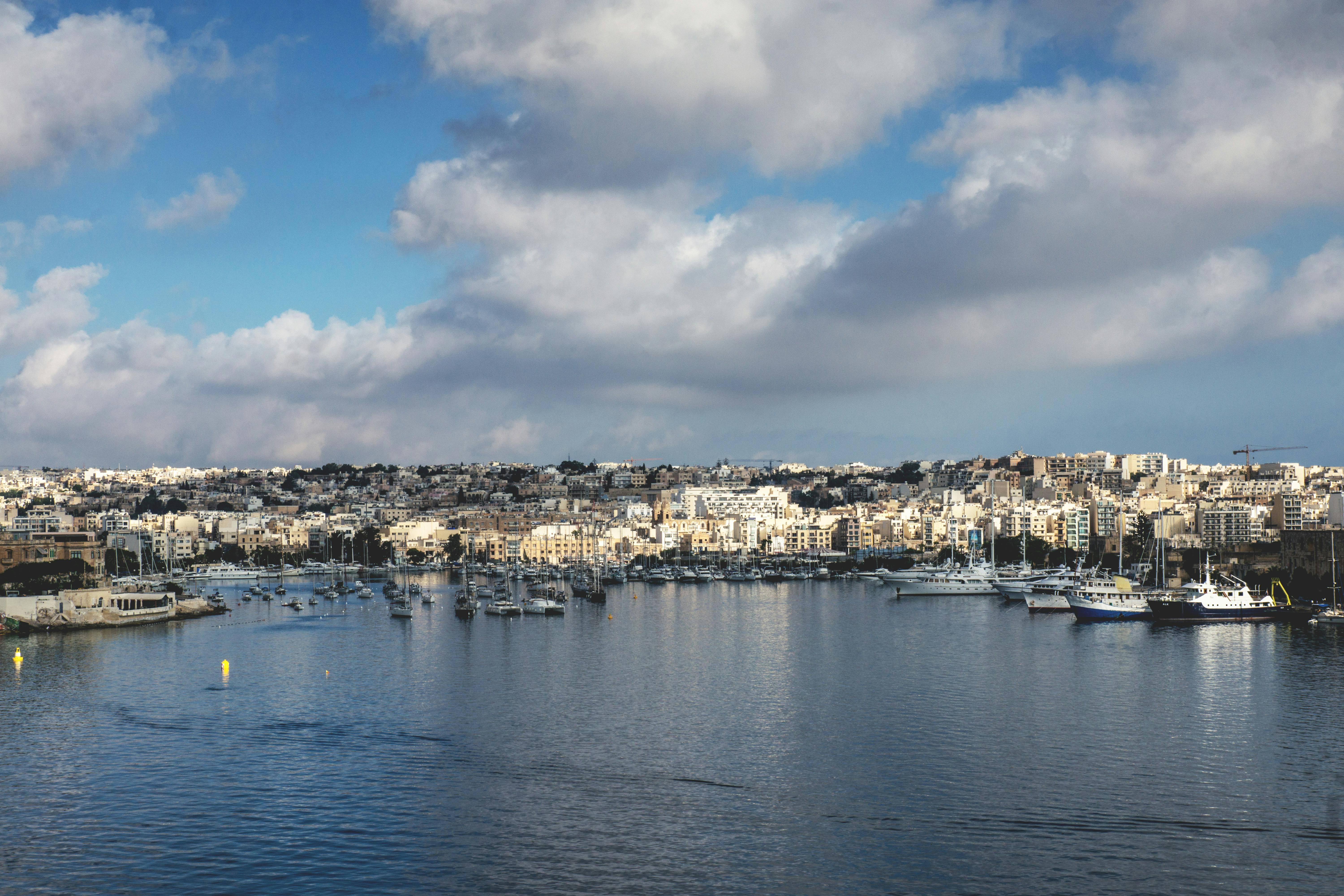 Free stock photo of clouds, malta, port