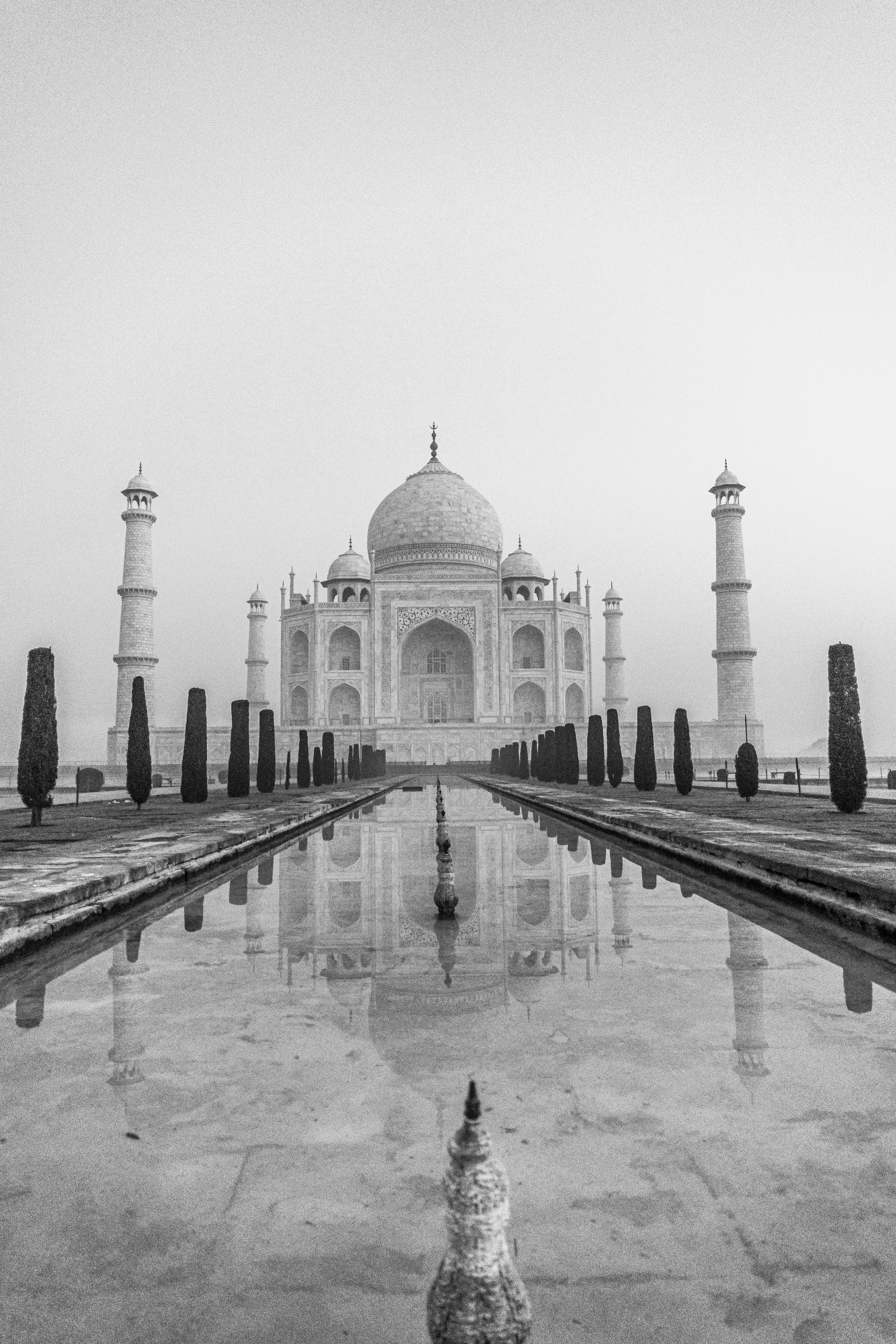 Grayscale Photo of Taj Mahal · Free Stock Photo